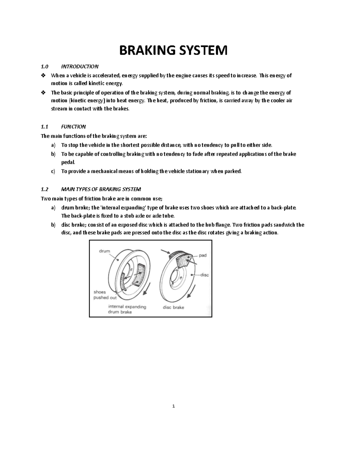 Braking System Overview: Key Types and Functions Explained - Studocu
