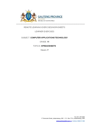 CAT Grade 11 Term 1 Revision Guide for 2024 Exam Preparation - Studocu