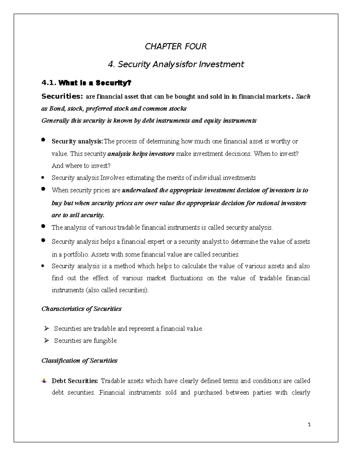 Chapter 4: Security Analysis in Investment Strategies - Studocu