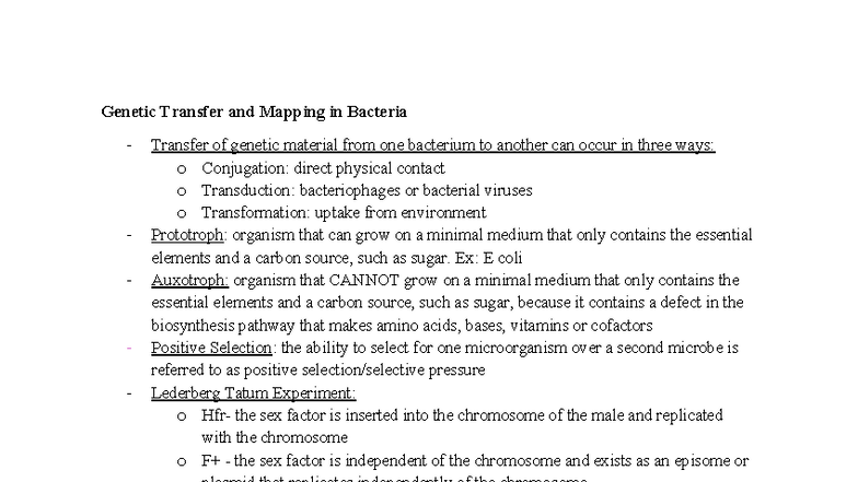 Genetics 7-12: Genetic Transfer, Mapping, and Chromosome Structure ...