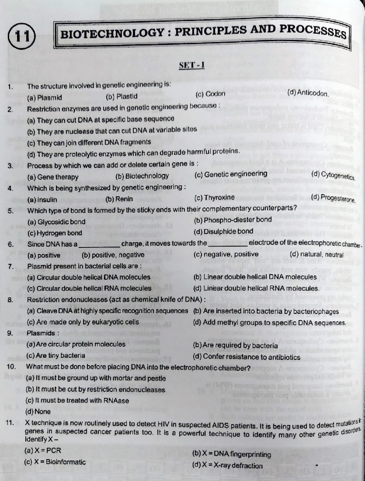 Biotech Principles NEET Extra MCQ Set I & II - Studocu