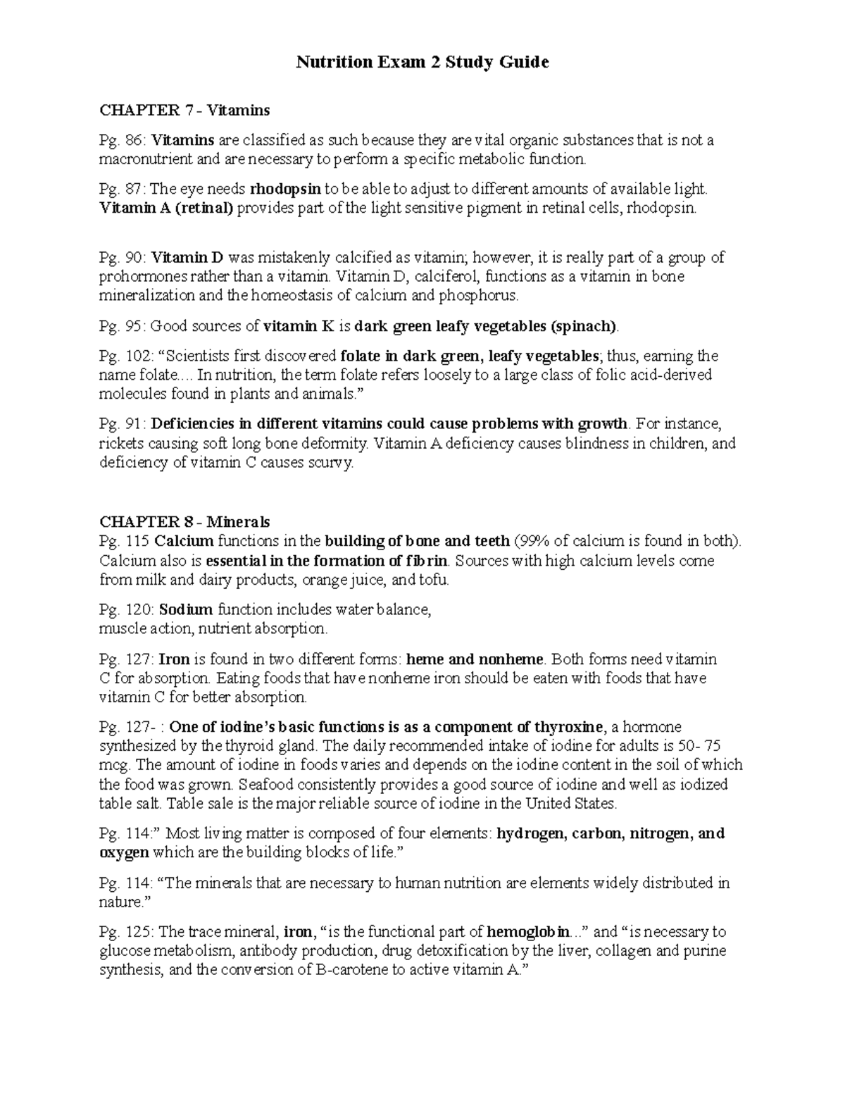 Nutrition Study Guide Exam2 - Nutrition Exam 2 Study Guide CHAPTER 7 ...