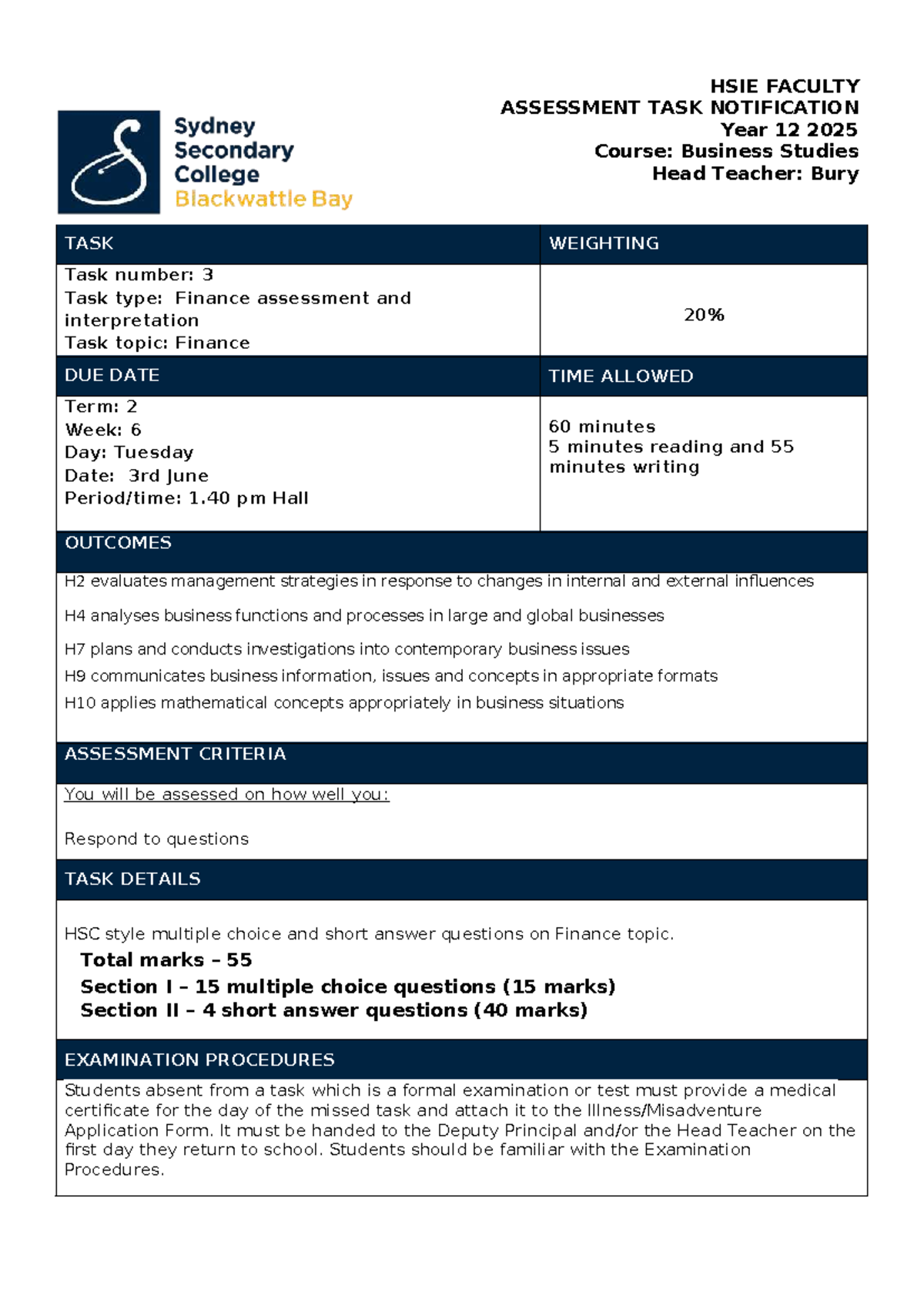 Assessment Task Notification 3 2025 - HSIE FACULTY ASSESSMENT TASK ...
