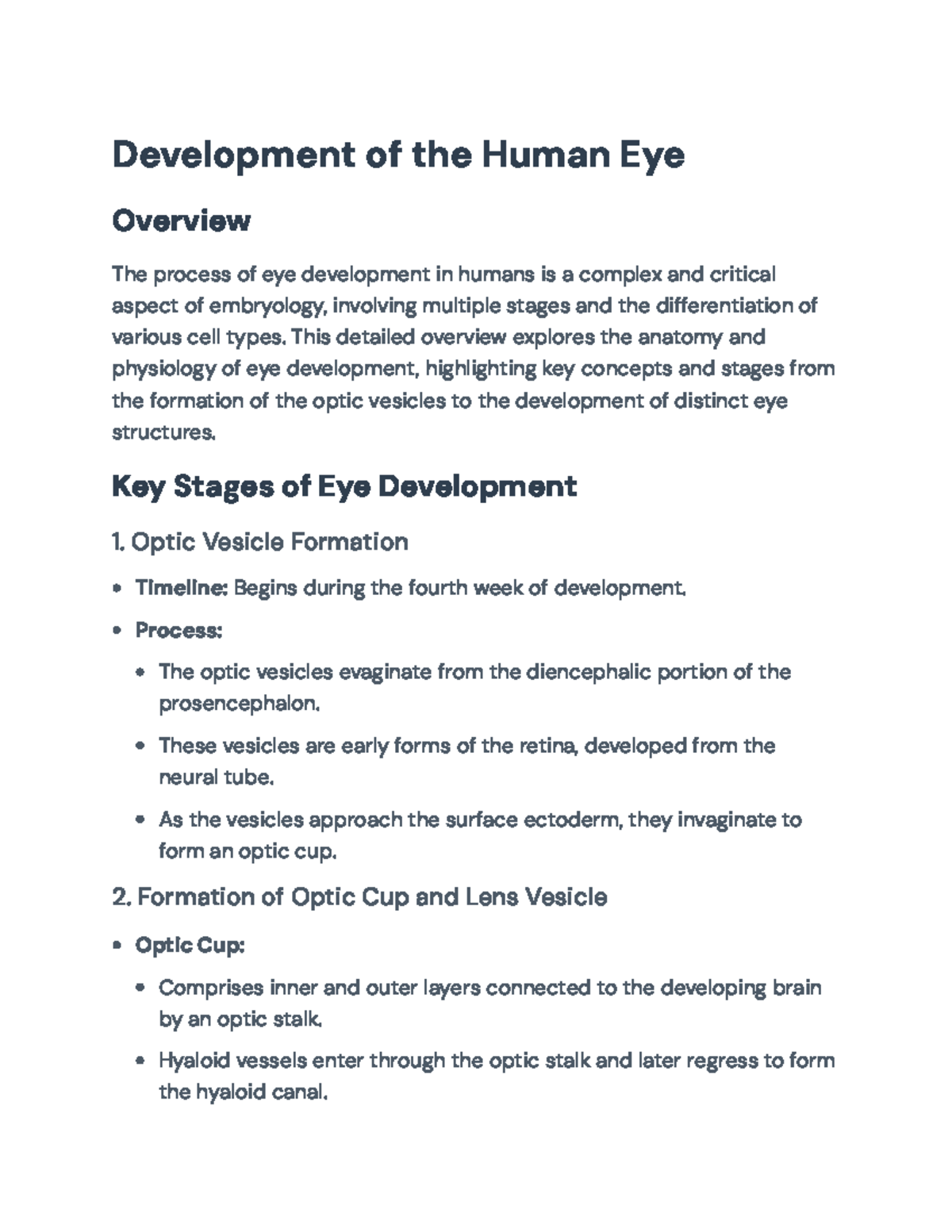 Development of the Human Eye: A Comprehensive Overview of Embryology ...