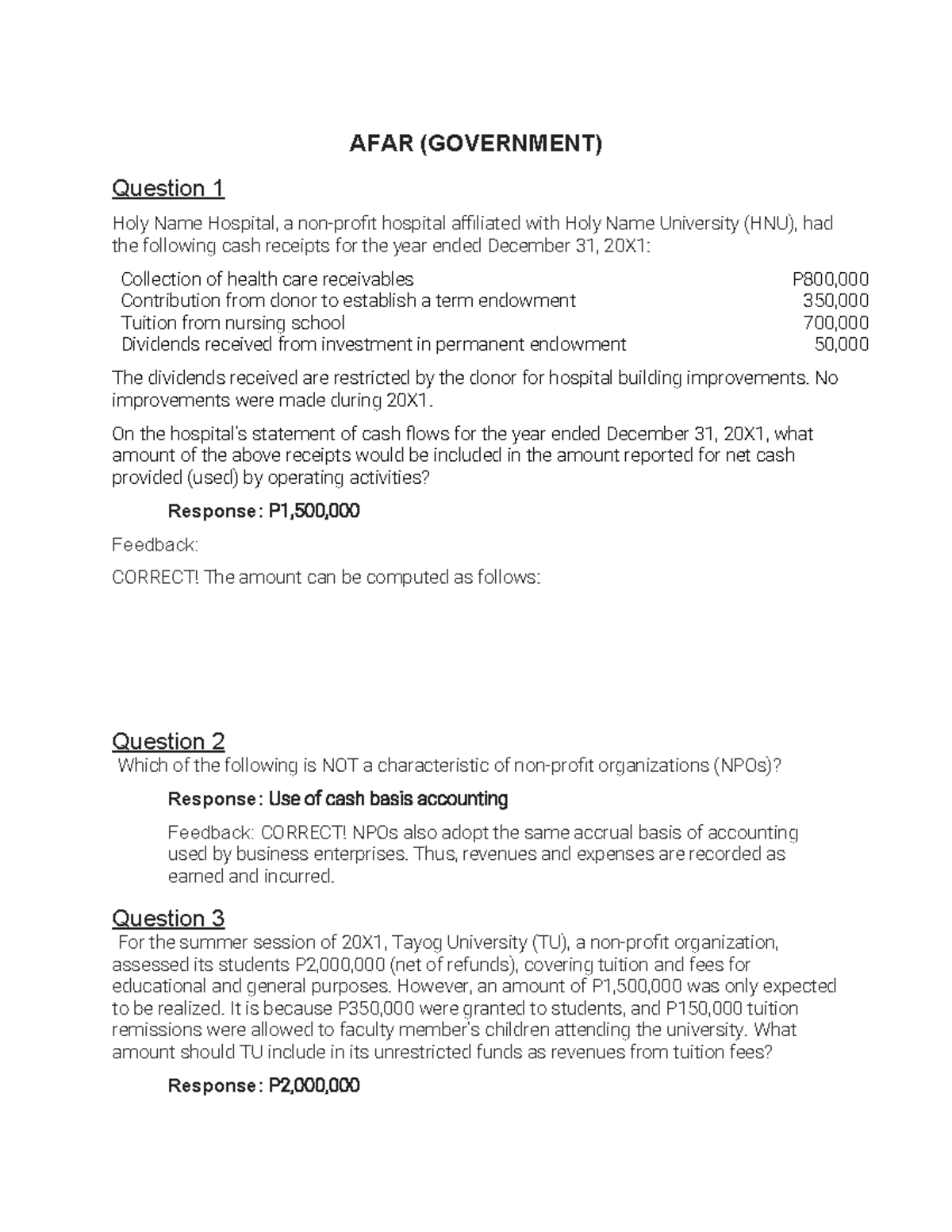 AFAR GOV 3 - Non-Profit Financial Reporting Review Notes - Studocu