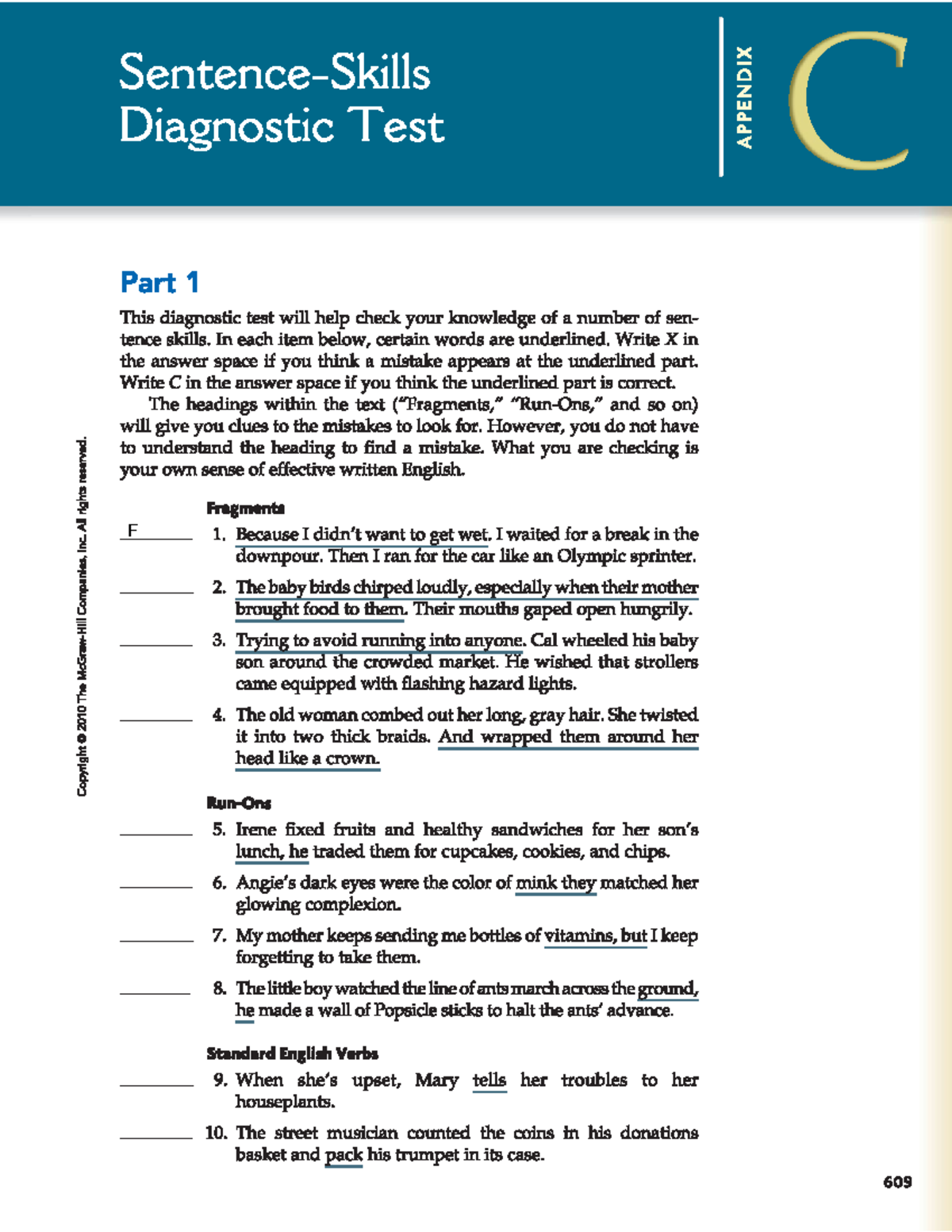 Diagnostic Test Part 1: Assessing Tense and Grammar Skills - Studocu