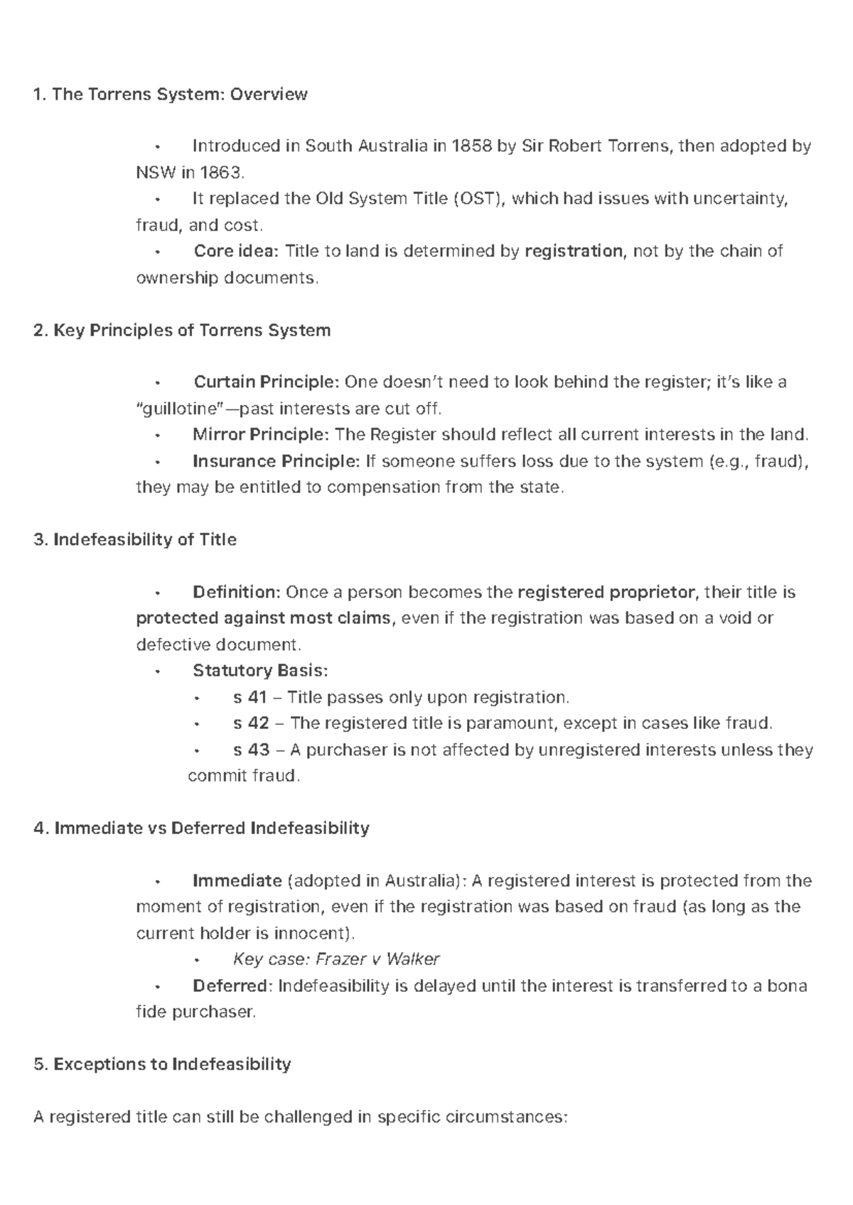 The Torrens System: Overview & Key Principles (LAW 101) - Studocu