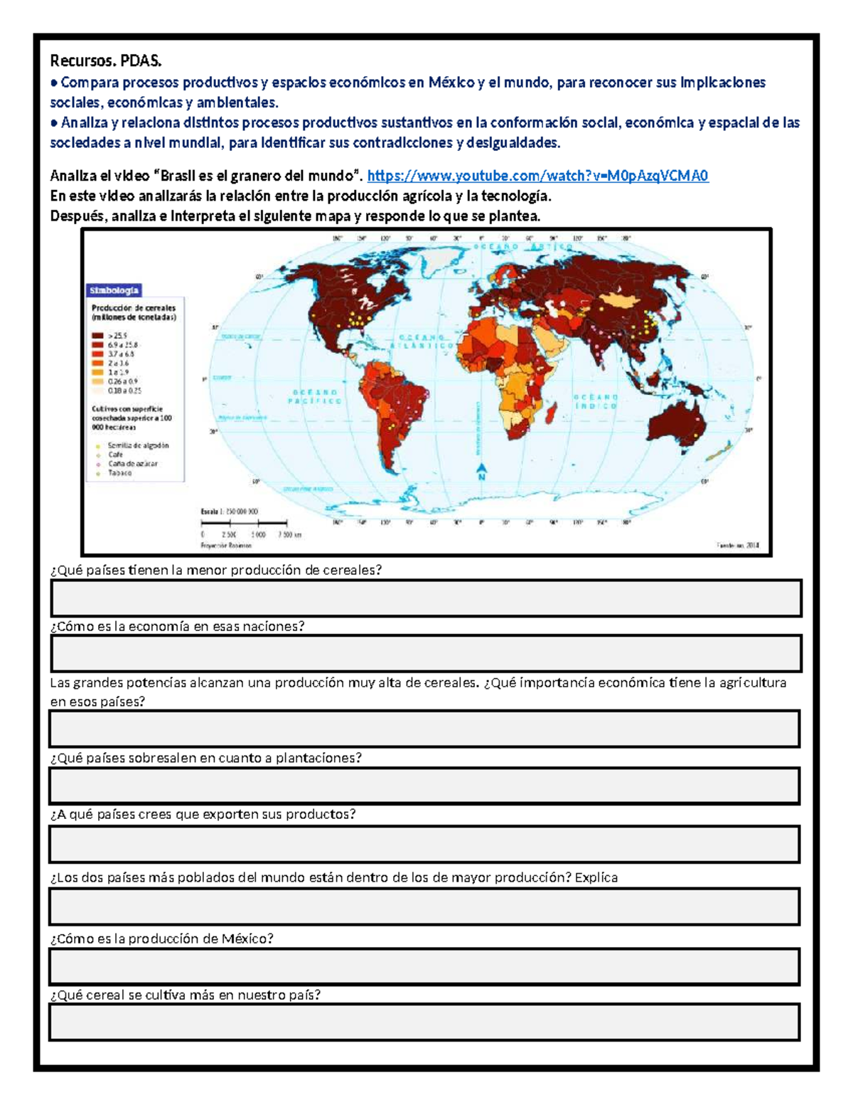 Cuadernillo Geografía: Análisis de Procesos Productivos en México y el ...