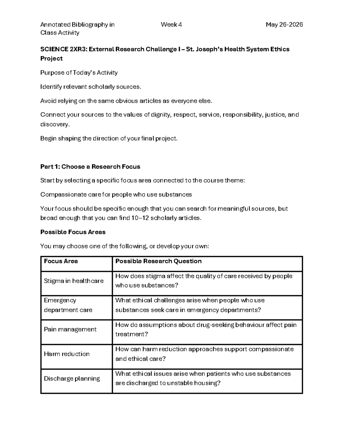 Annotated Bibliography Activity for SCIENCE 2XR3: Week 4 Insights on ...
