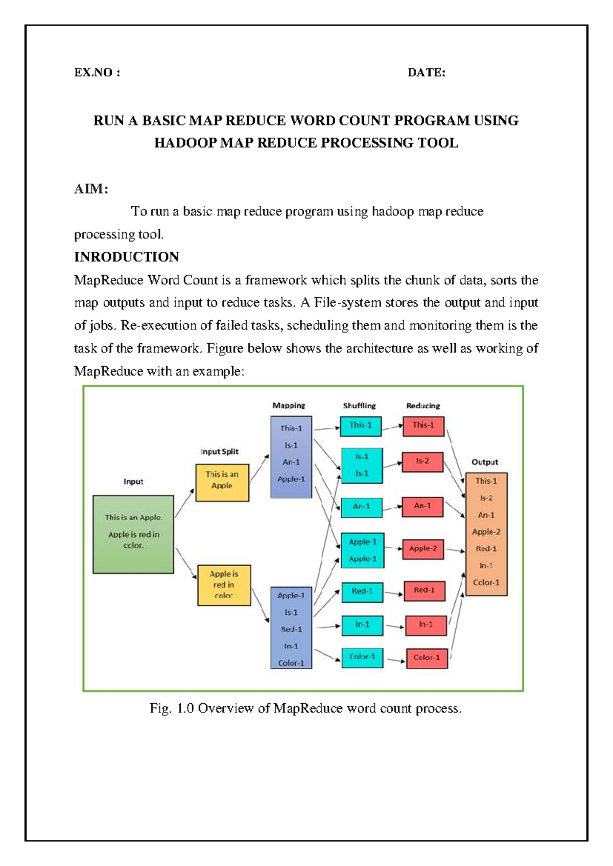 EX4: Basic MapReduce Word Count Program Using Hadoop - Studocu