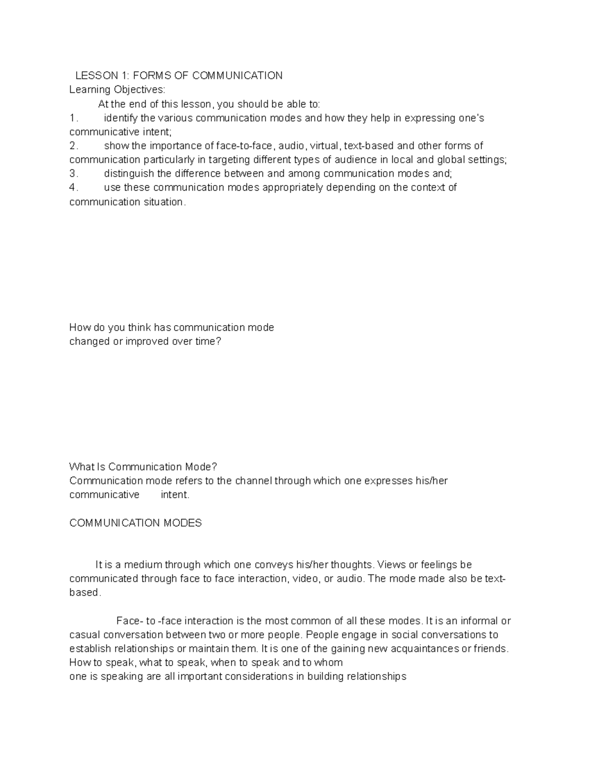 Lesson 1 Forms OF Communication - LESSON 1: FORMS OF COMMUNICATION ...