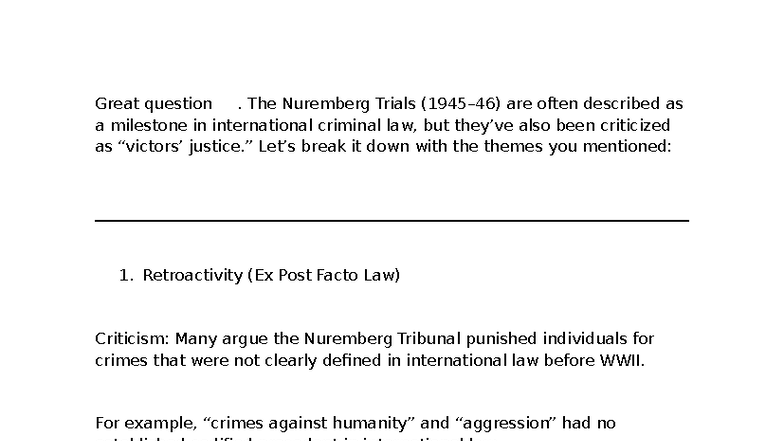Nuremberg Trials: A Critical Analysis of Justice and Accountability ...