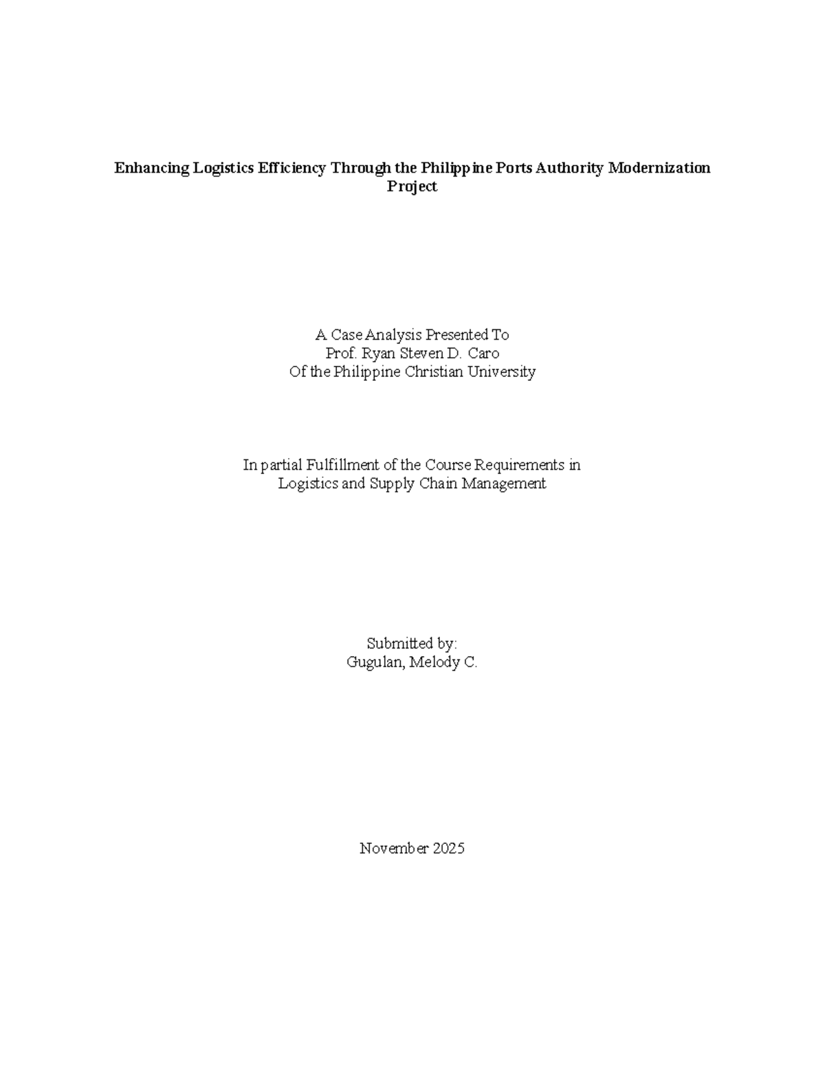Case Analysis: Enhancing Logistics Efficiency via PPA Modernization ...