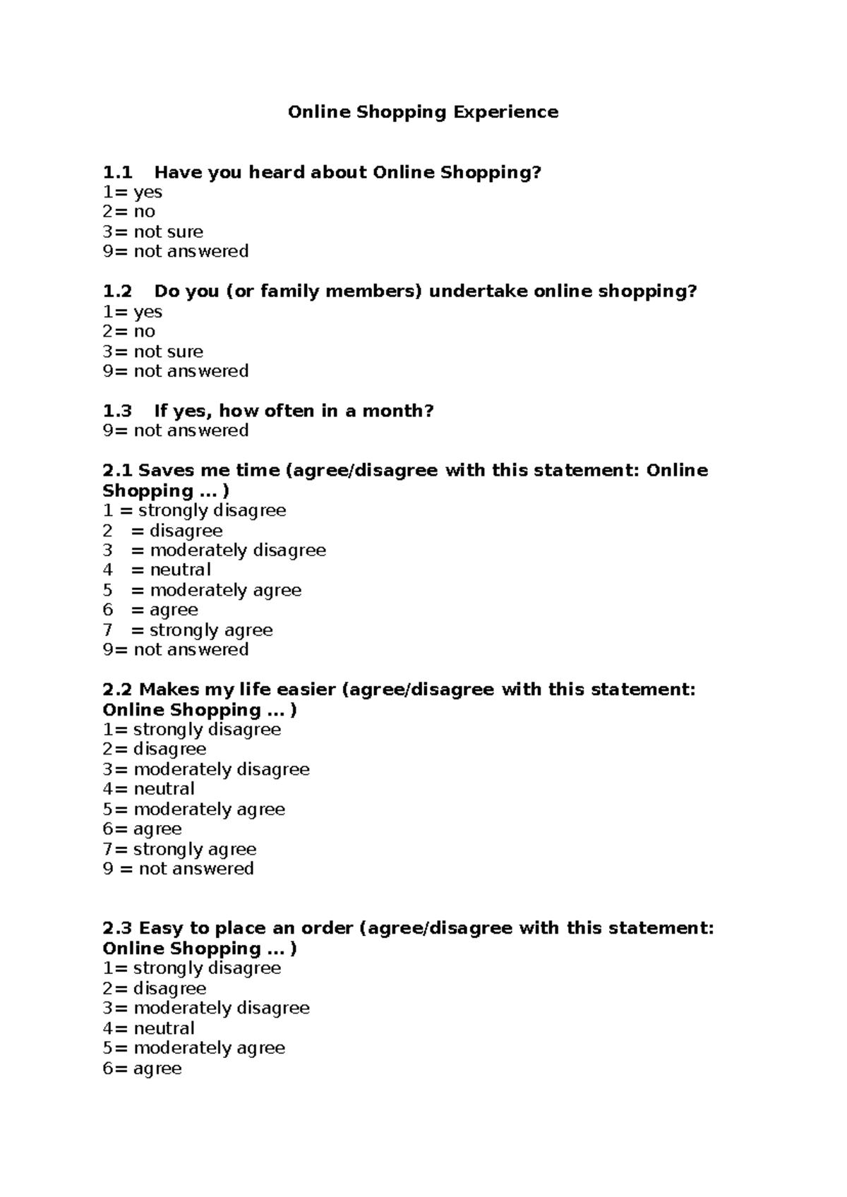 Online Shopping Experience Survey Questions and Analysis - Studocu