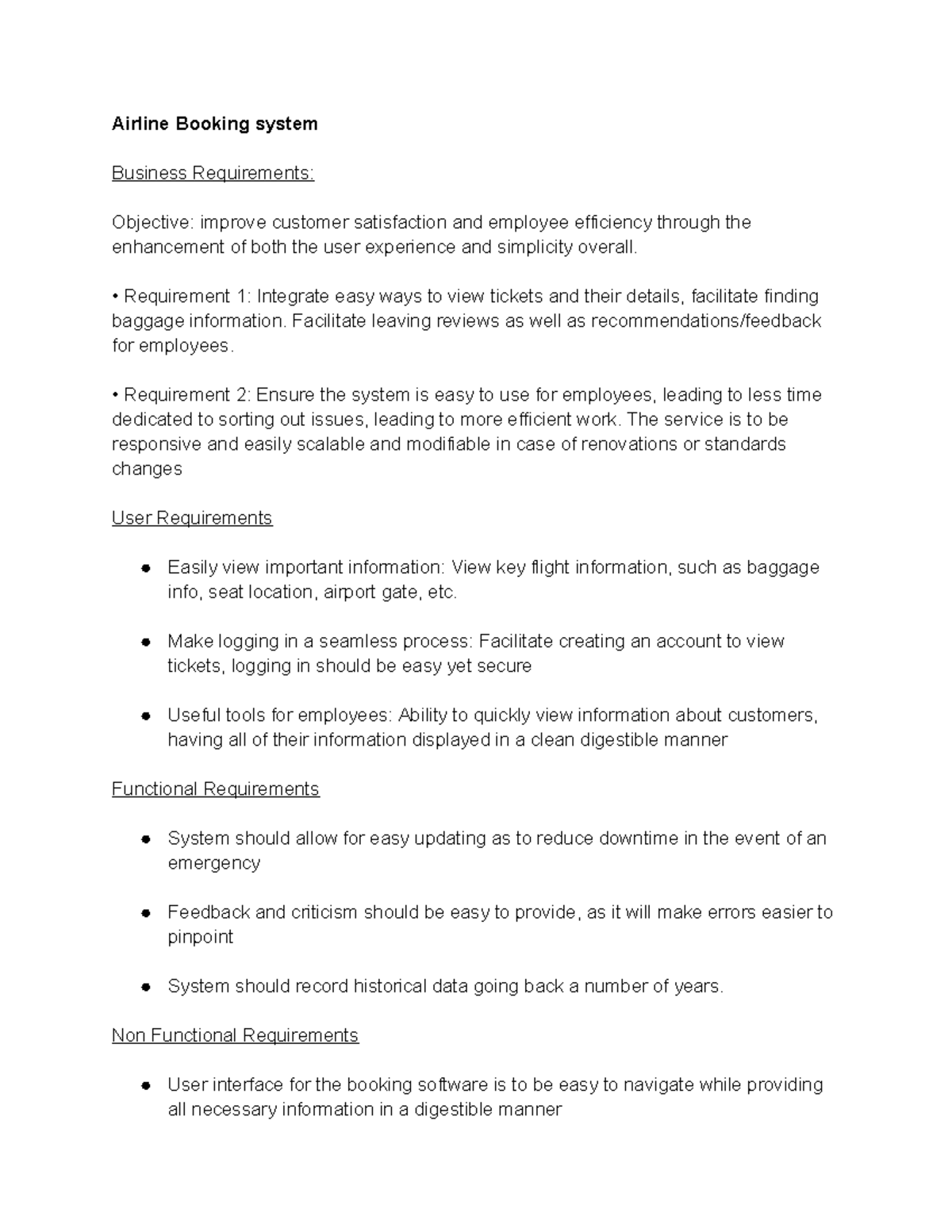 ICE 1 - BUSI3402A - Airline Booking System Enhancement Project - Studocu