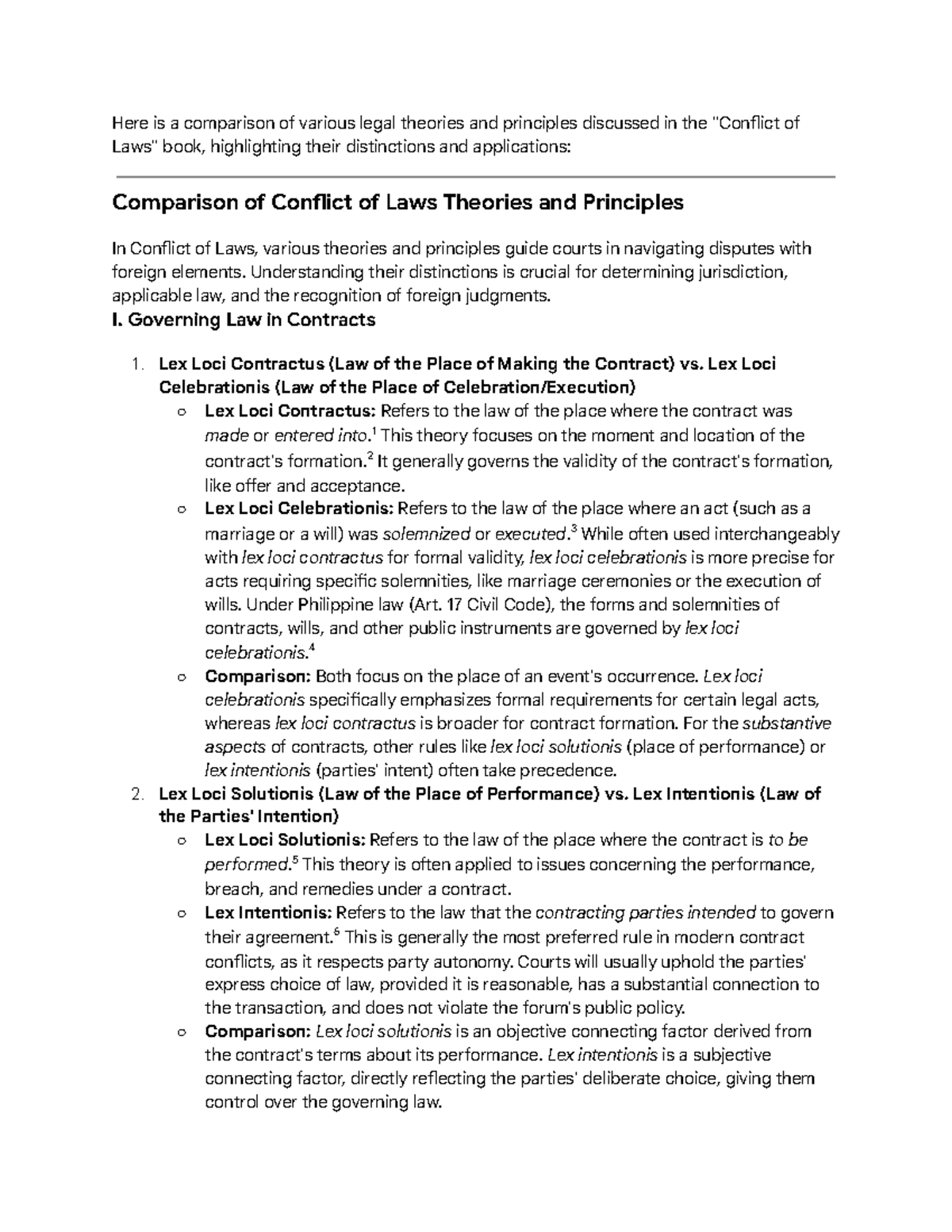 PIL - Review Material: Comparison of Conflict of Laws Theories and ...