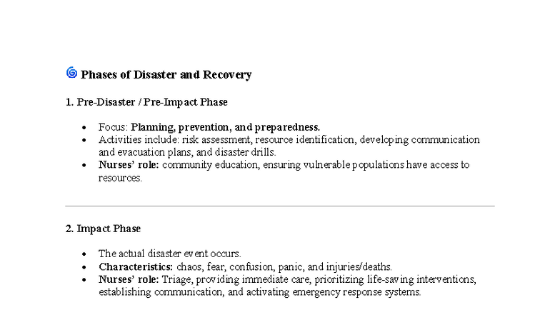 Disaster Management Phases: Planning to Recovery Strategies - Studocu