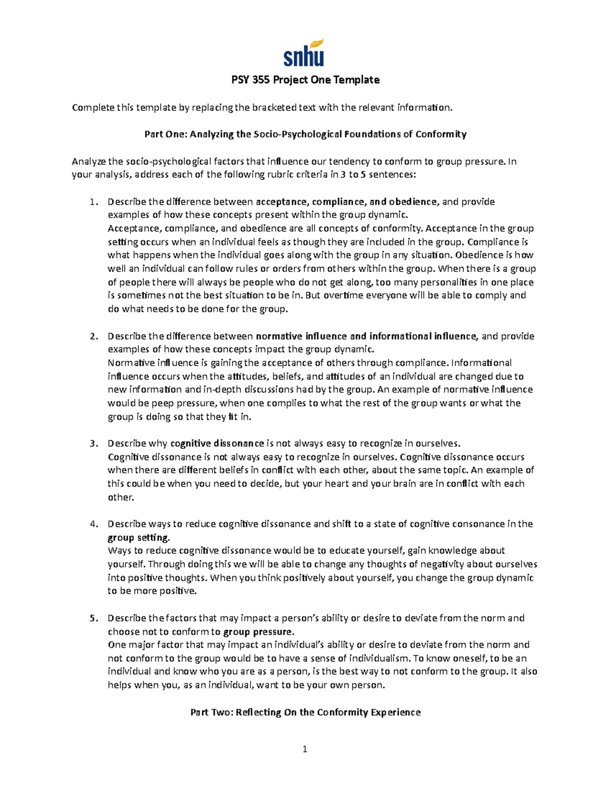 PSY 355 Project One Template - PSY 355 Project One Template Complete ...