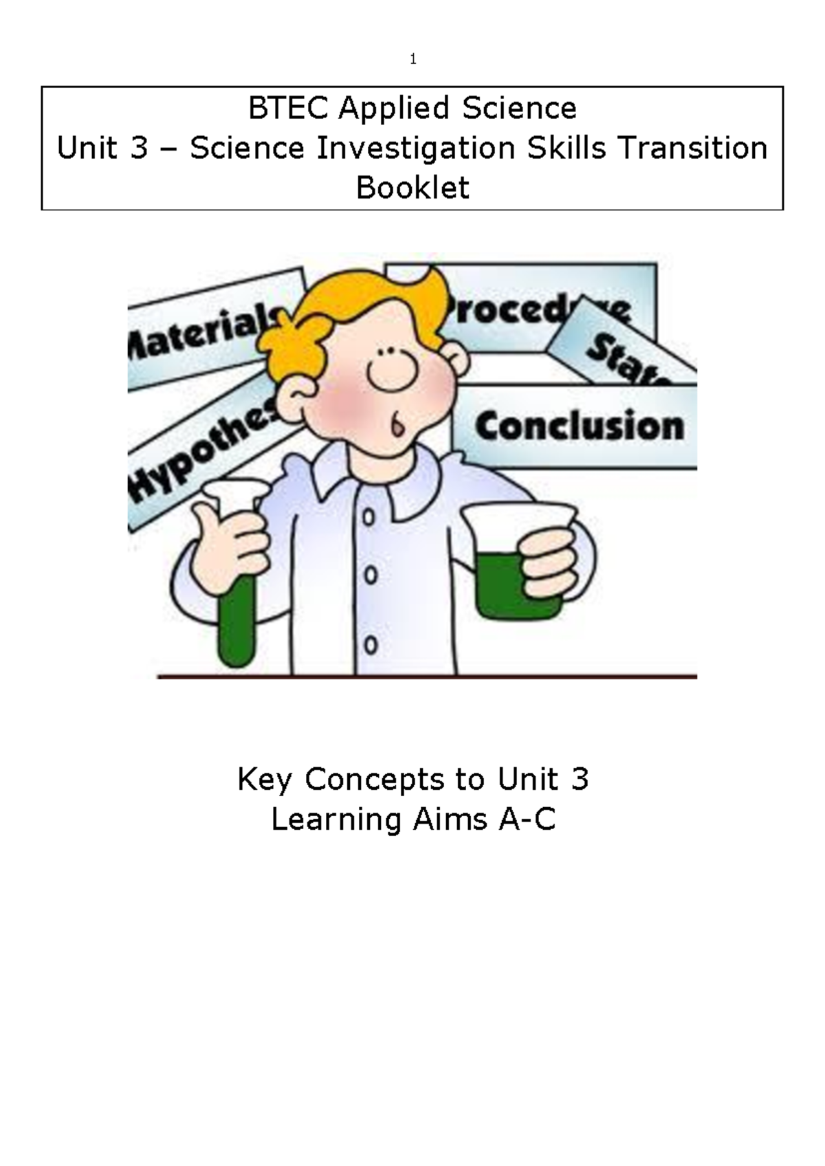 Unit 3 revision - BTEC Applied Science Unit 3 – Science Investigation ...