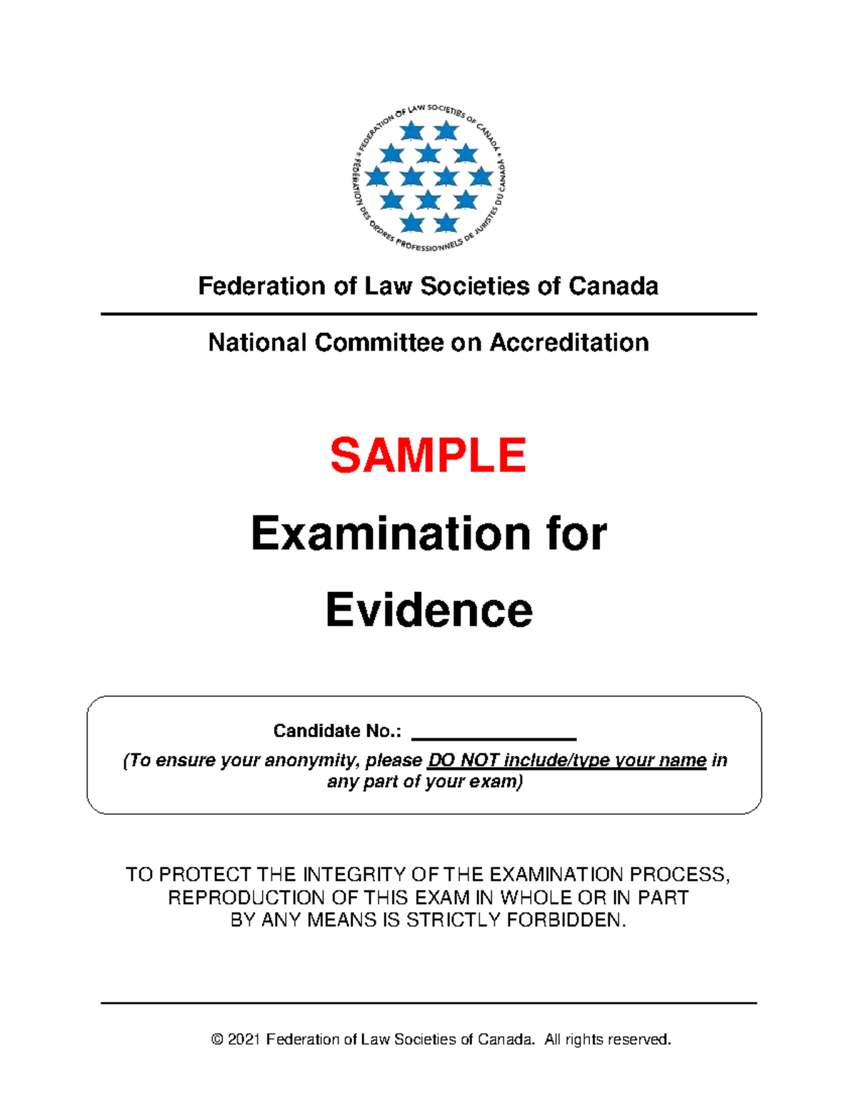 SAMPLE NCA Exam for Evidence (2019 Update) - Studocu