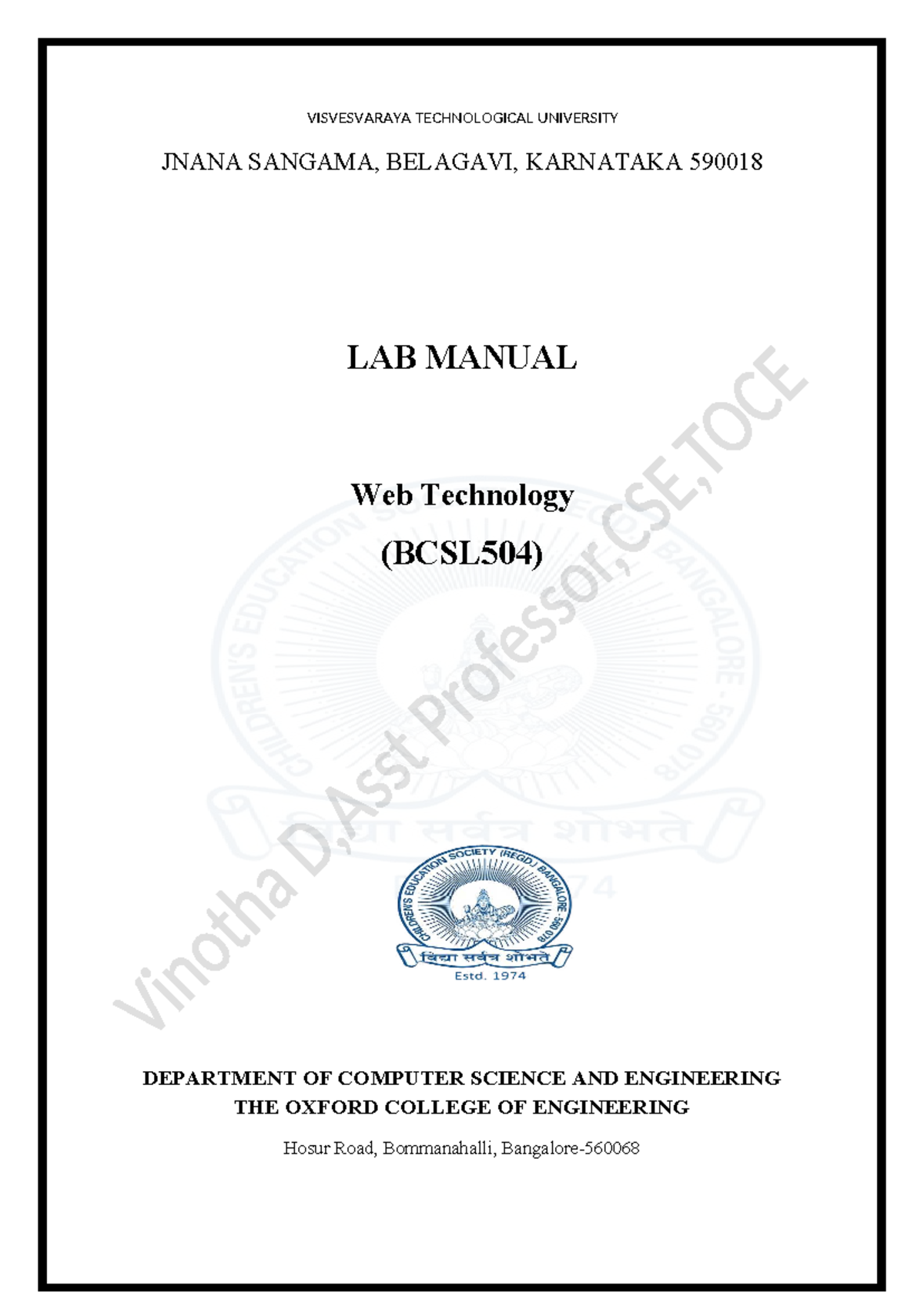 Web Technology Lab Manual (BCSL504): Coding Exercises and Projects - Studocu