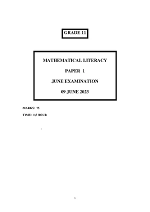 Grade 11 Mathematical Literacy P - June Exam Paper 1 (2024) - Studocu