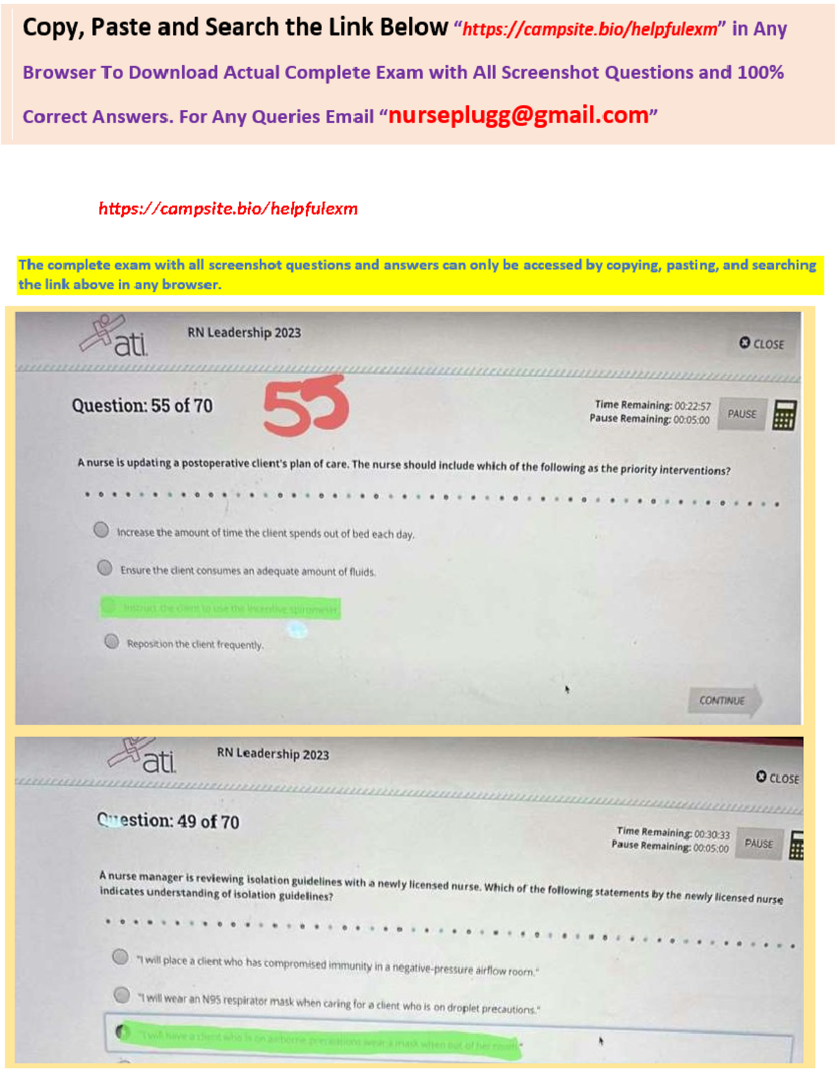 Detailed RN ATI Leadership 2023-2026 Proctored Exam: NGN 70 Q&A - Studocu