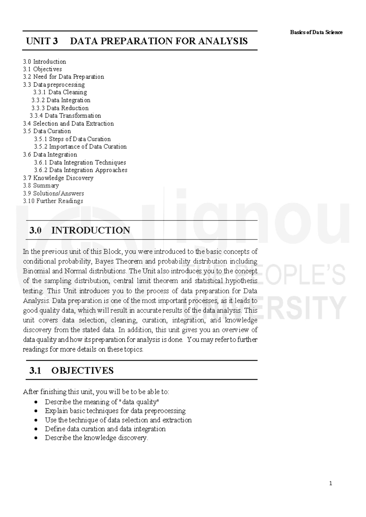 Basics of Data Science: Unit 3 - Data Preparation for Analysis - Studocu