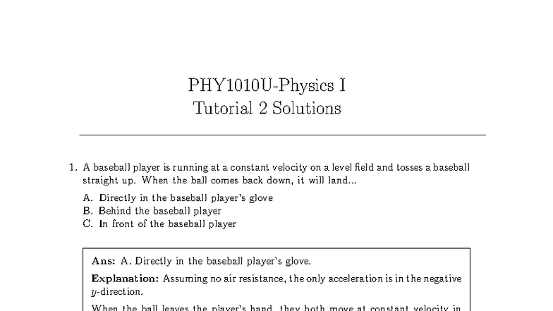 Physics 1 Test 2 Solutions: Projectile Motion Problems - Studocu