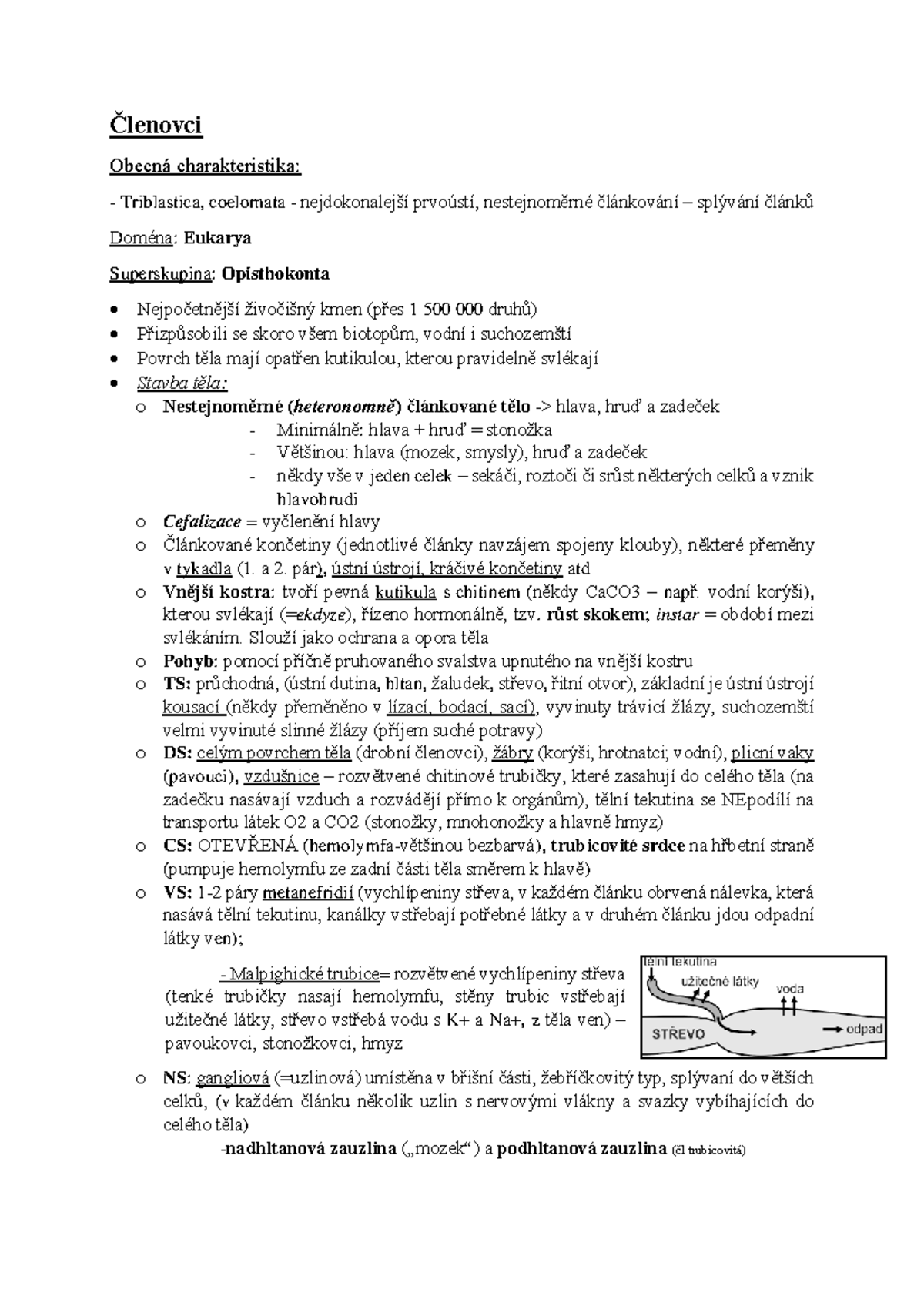 Maturitní otázka z biologie: Členovci, jejich charakteristika a vývoj ...