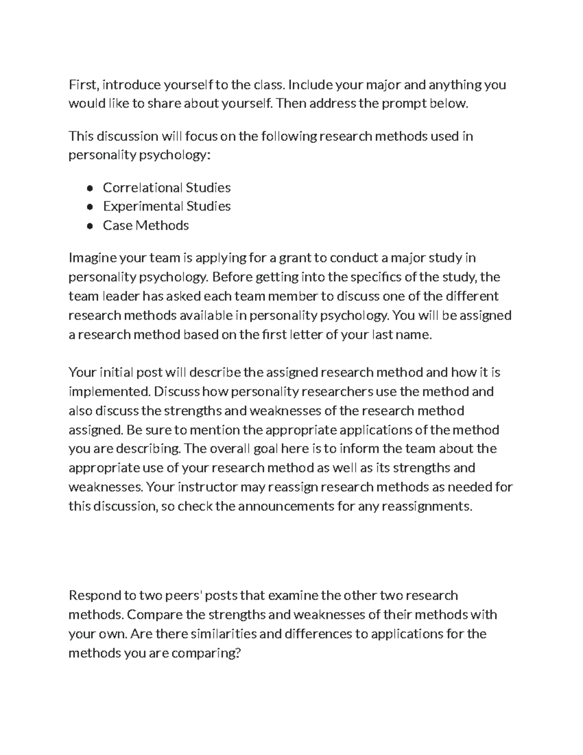 PSY 101 - Intro to Personality Research Methods Discussion Notes - Studocu