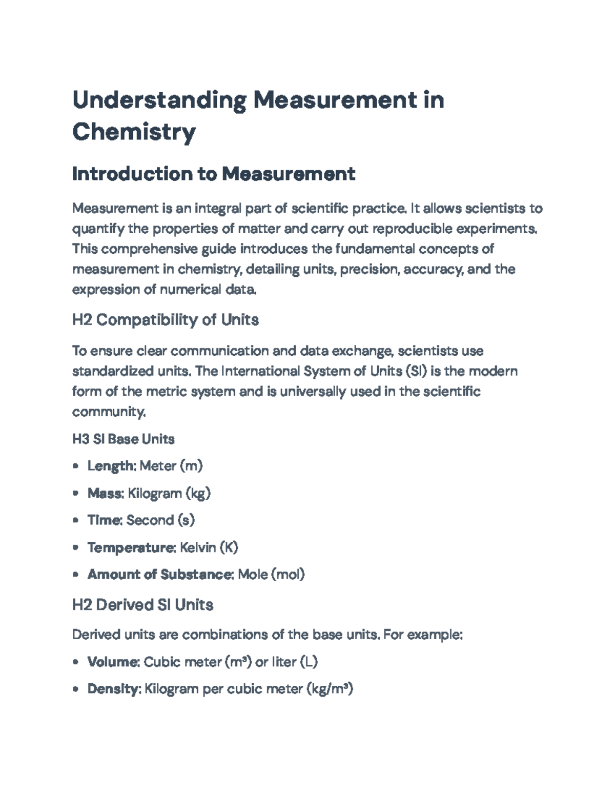 Understanding Measurement in Chemistry: Concepts, Units, and ...