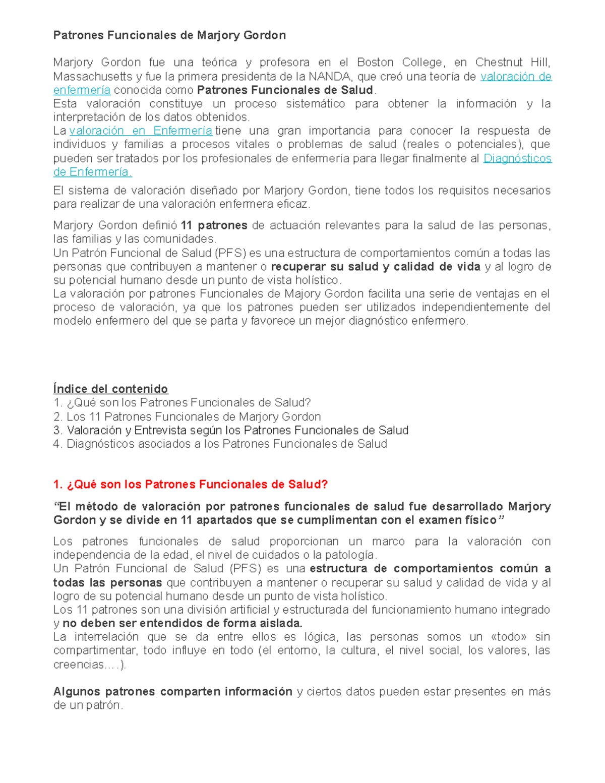 11 Patrones Funcionales de Marjory Gordon - Patrones Funcionales de ...