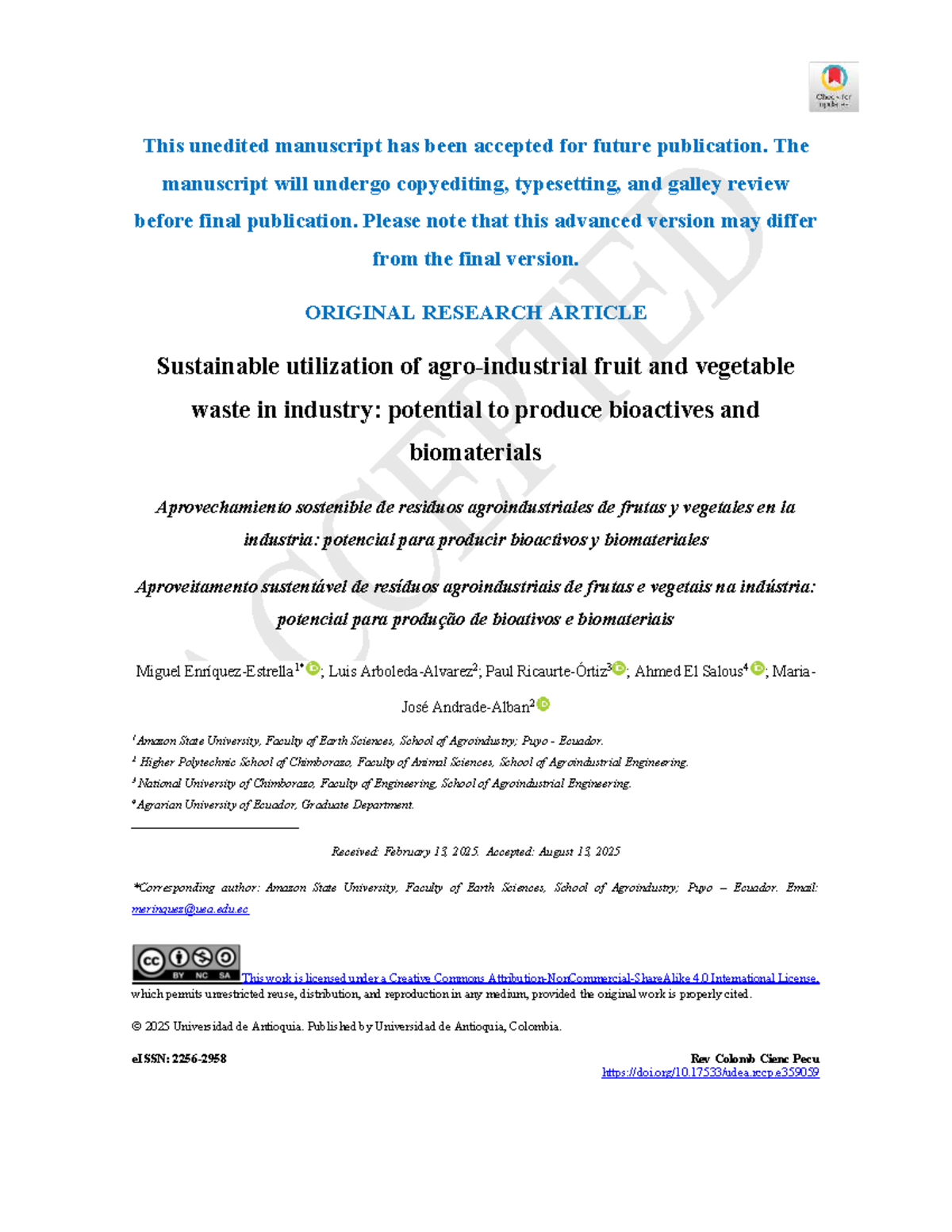 Sustainable Utilization of Fruit & Vegetable Waste: Bioactives ...