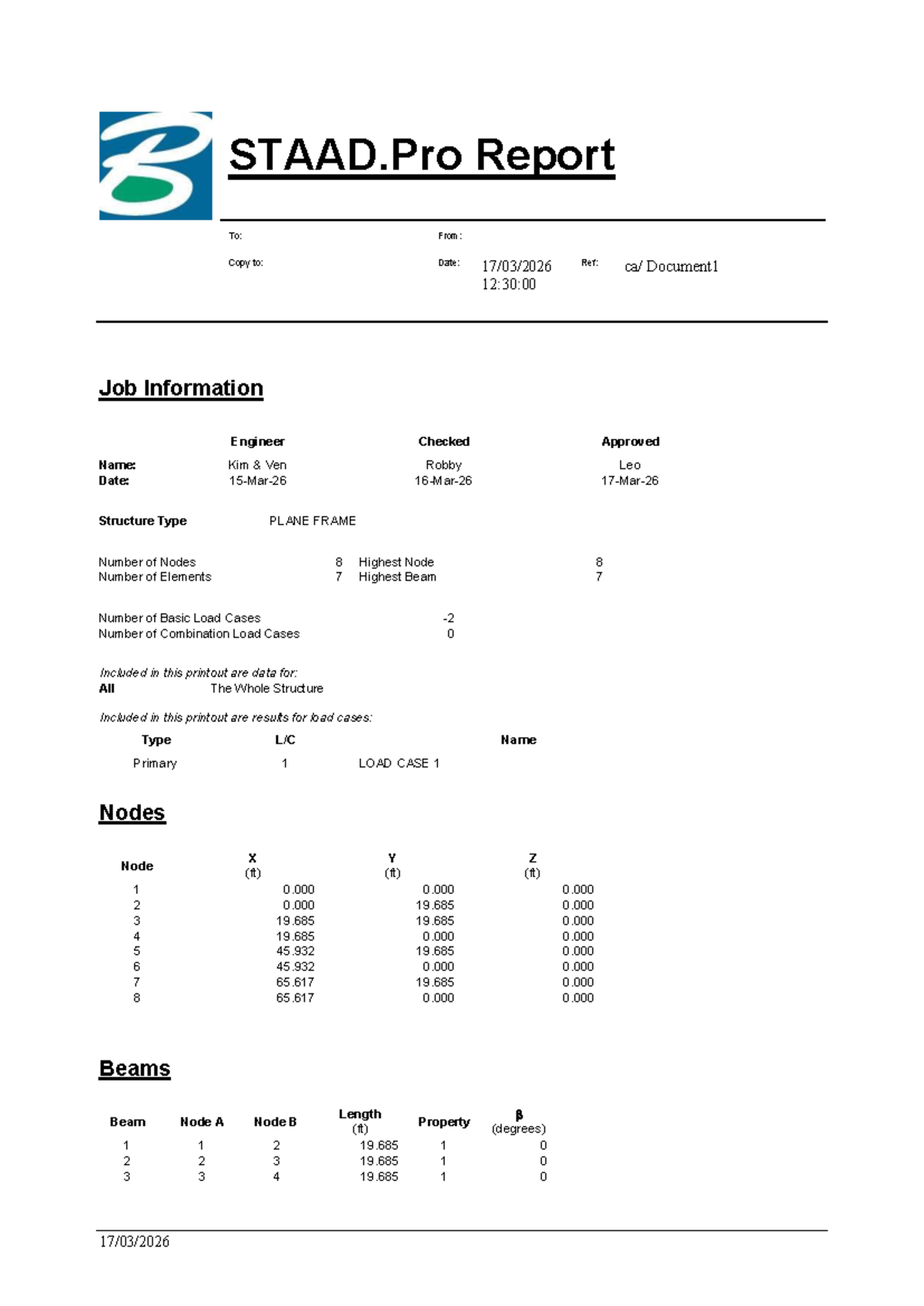 STAAD.Pro Report: Structural Analysis for Space Frame (F1) - Studocu