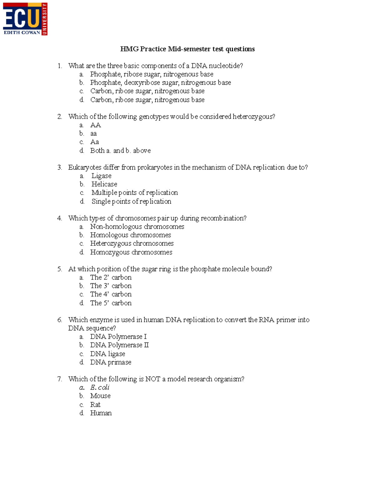 HMG 2022 Practice MST Questions & Answers - Studocu