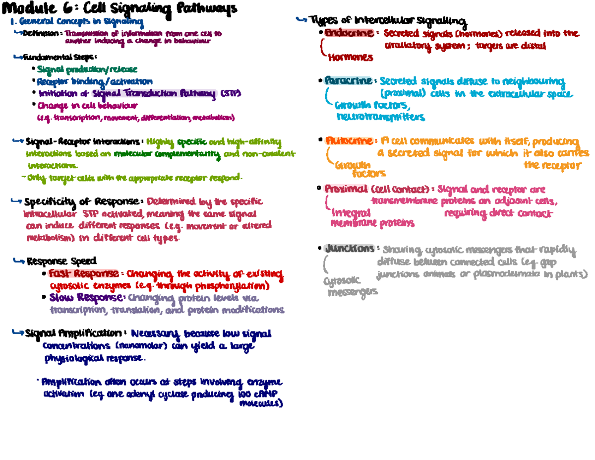 Module 6: Cell Signaling Pathways I - General Concepts and Mechanisms ...