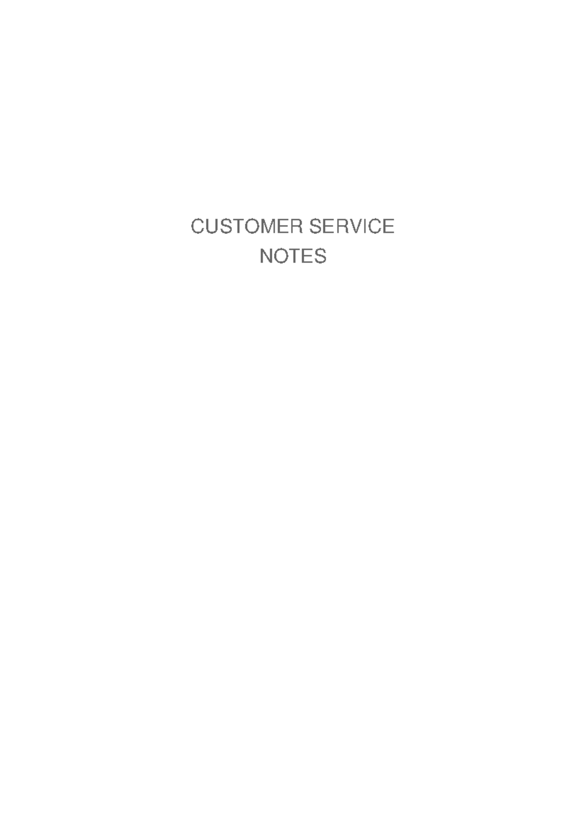 Customer CARE 1 - Comprehensive Customer Service Notes - Studocu