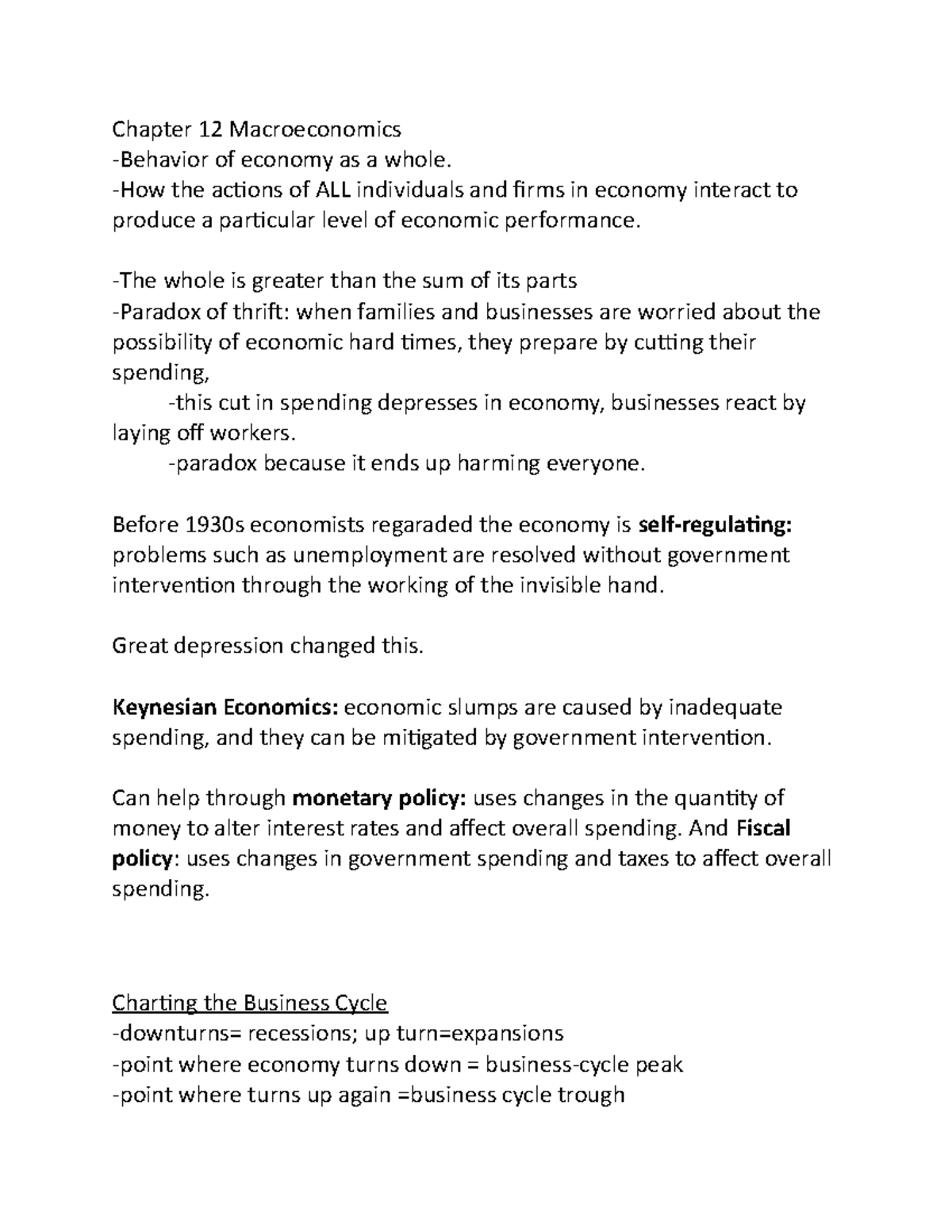 Chapter 12: Understanding Macroeconomics and Business Cycles - Studocu