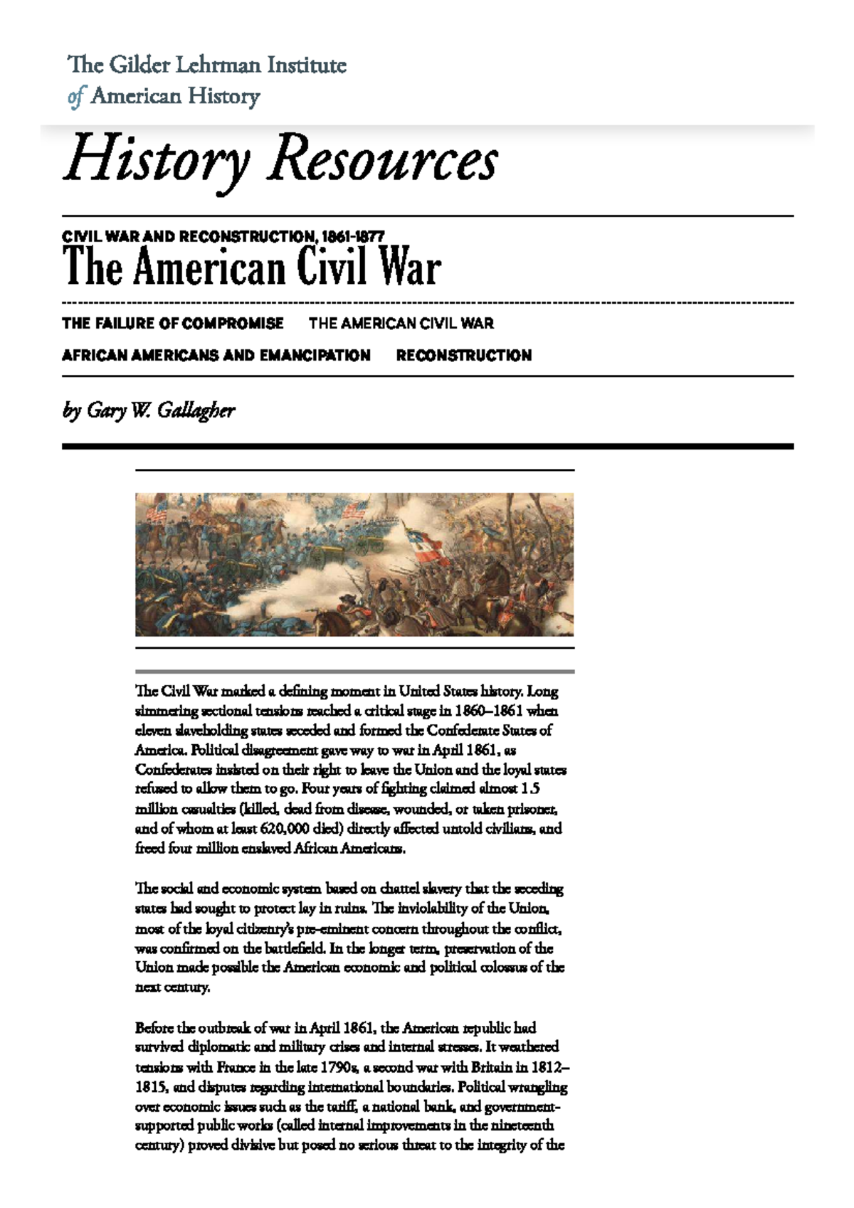 CIVIL WAR AND RECONSTRUCTION: Key Insights and Resources - Studocu