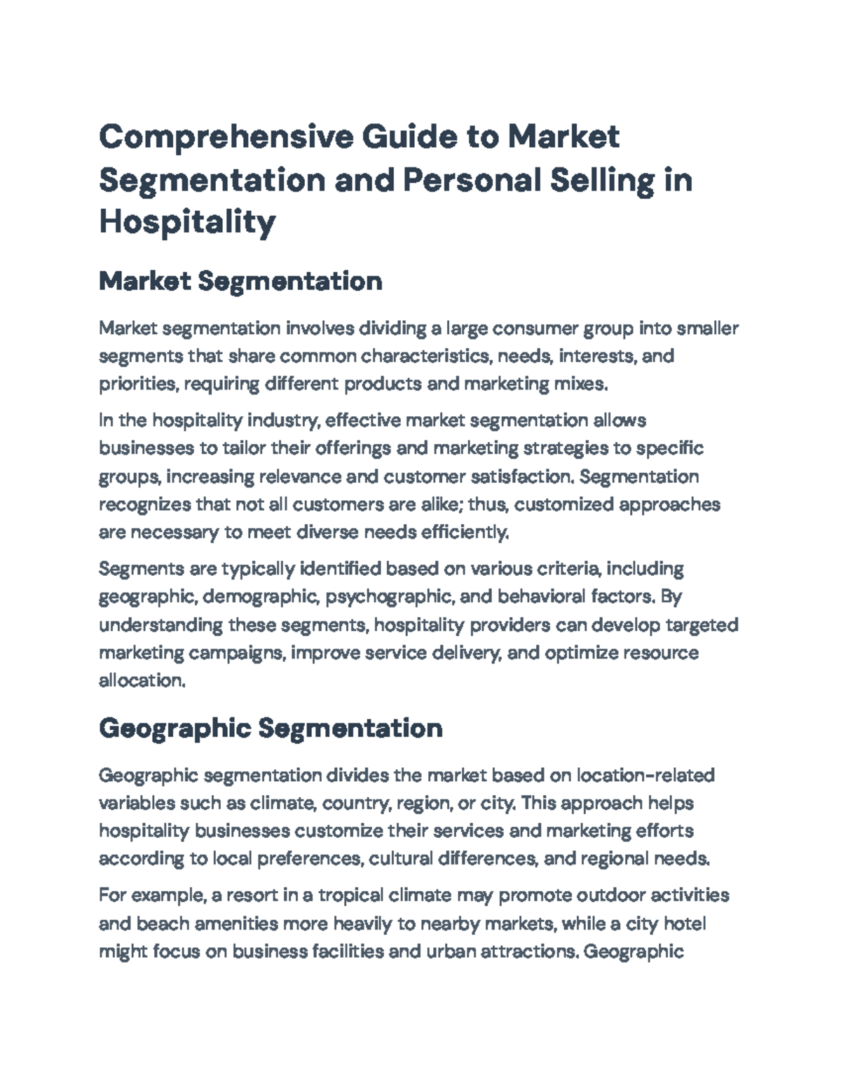 Comprehensive Overview of Market Segmentation & Personal Selling in ...