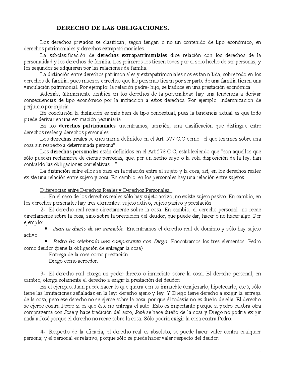 Apuntes De Derecho Civil Iii Derechos De Las Obligaciones Y Su