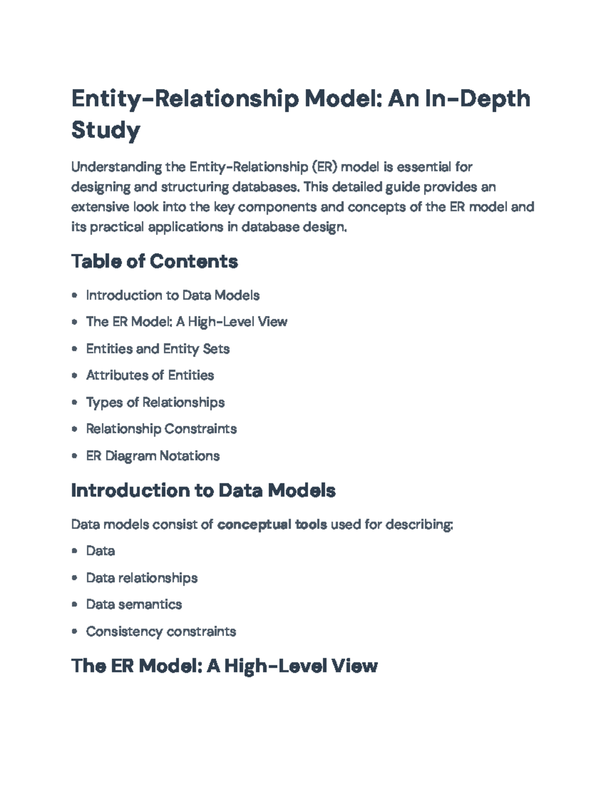 Entity-Relationship Model Study Guide: Key Concepts & Applications ...
