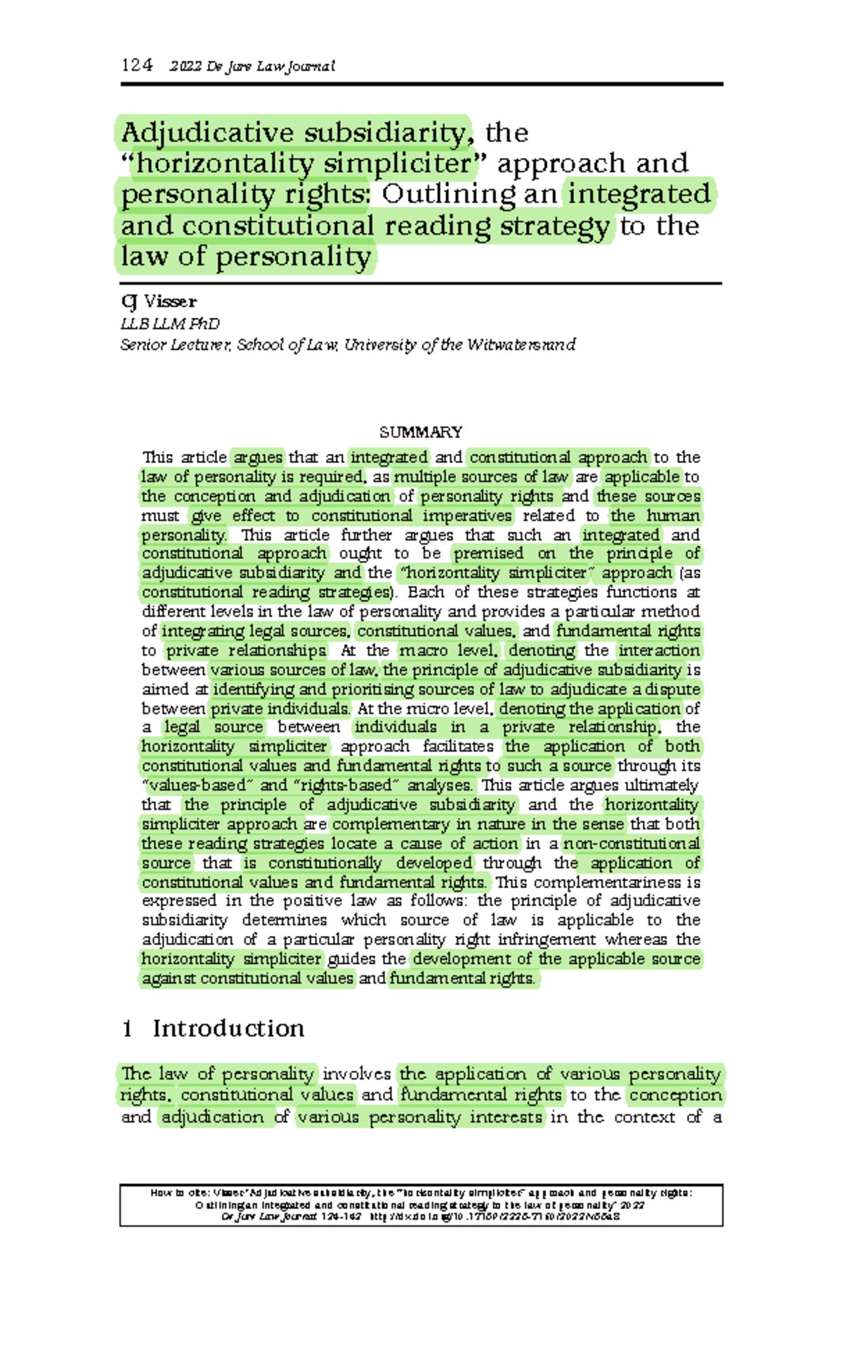 Adjudicative Subsidiarity & Horizontality Simpliciter in Personality ...