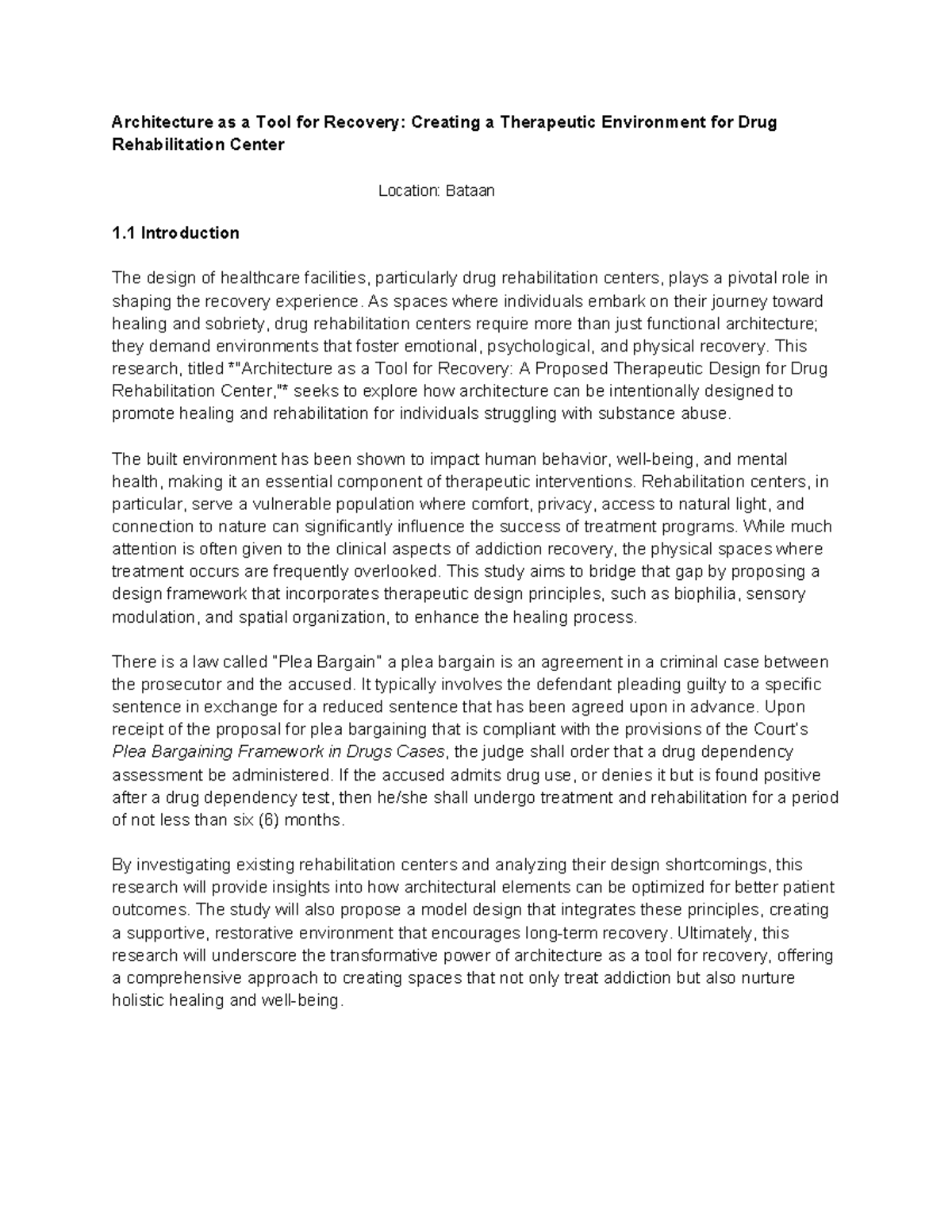 Therapeutic Design Framework for Drug Rehab Centers: A Study - Studocu