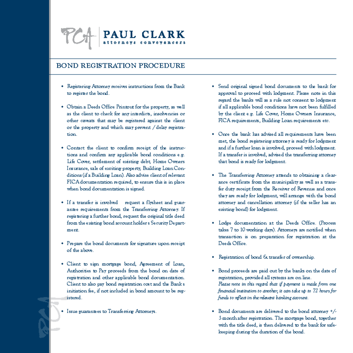 BOND REGISTRATION PROCEDURE: Step-by-Step Guide for Attorneys - Studocu