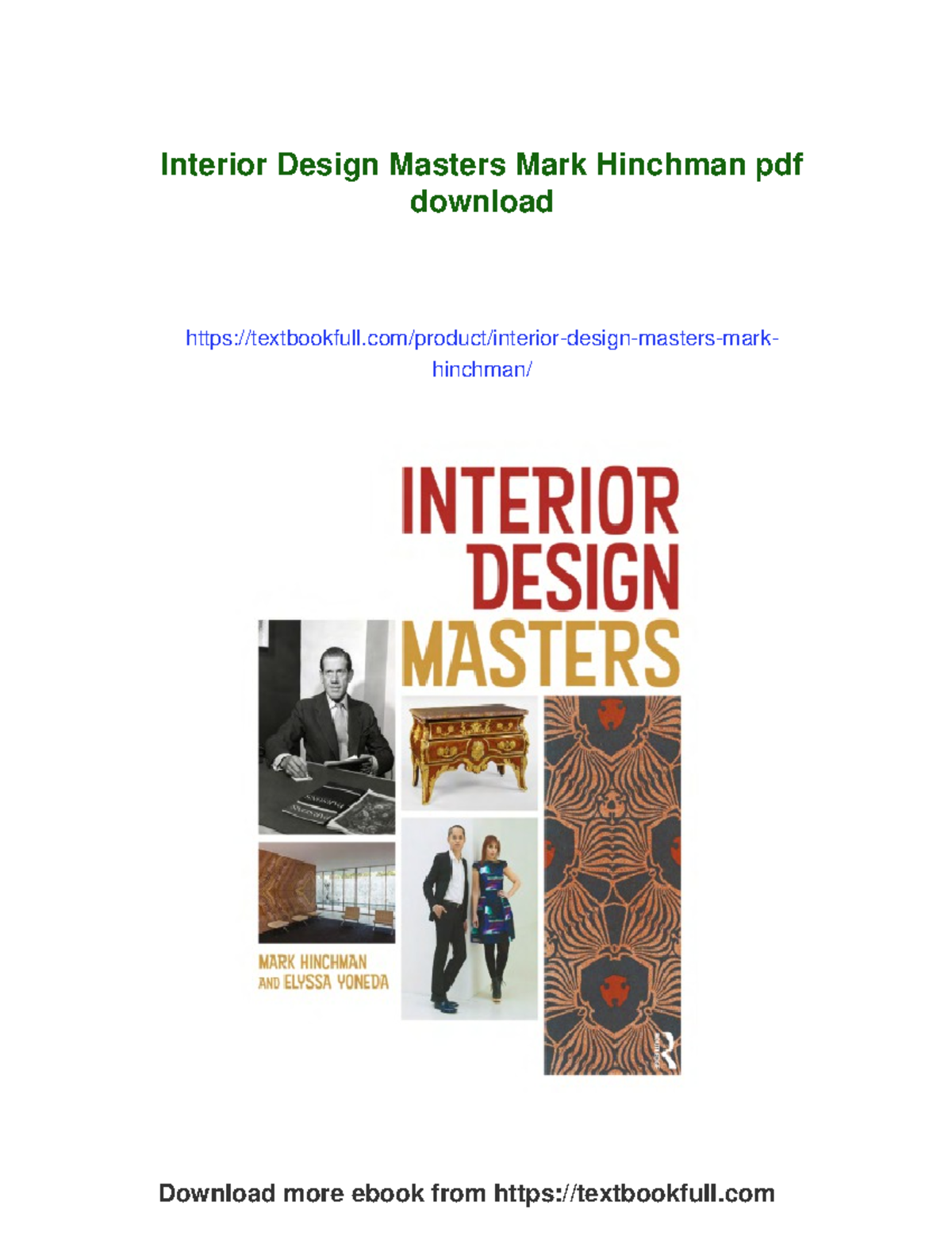 Interior Design Masters: Key Figures and Concepts by Hinchman & Yoneda ...