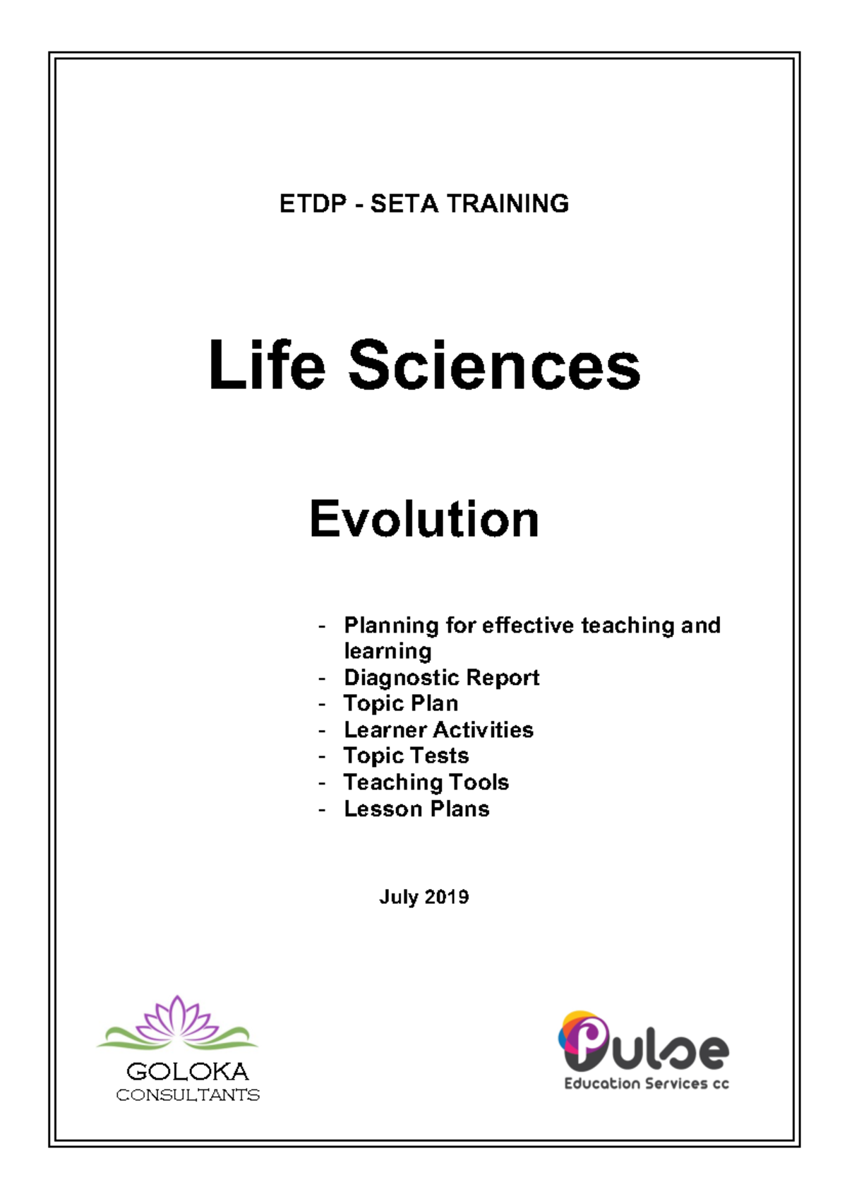 01 Evolution - Supplementary Manual - ETDP - SETA TRAINING Life ...