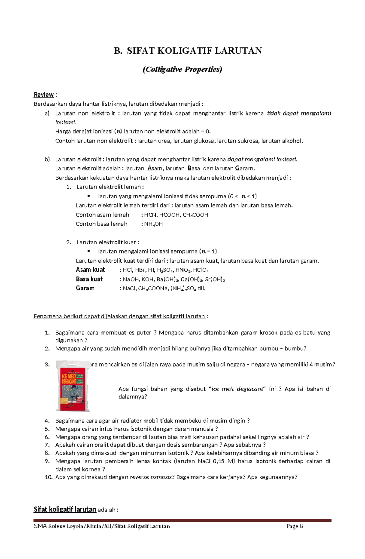 Modul Sifat Koligatif Larutan: Pemahaman dan Contoh Soal SMA Kolese ...