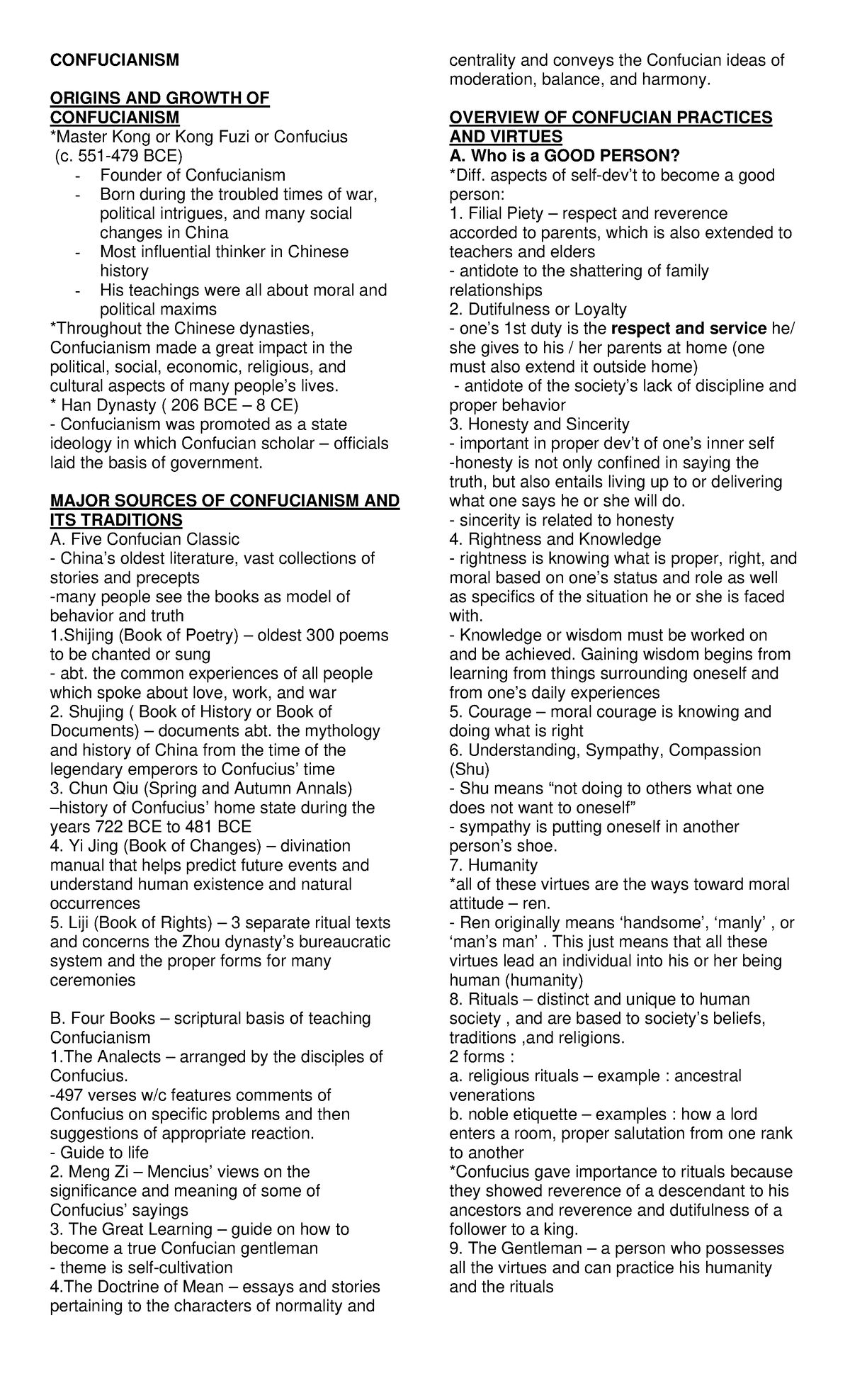 Confucianism Overview: Origins, Teachings, and Practices - Studocu
